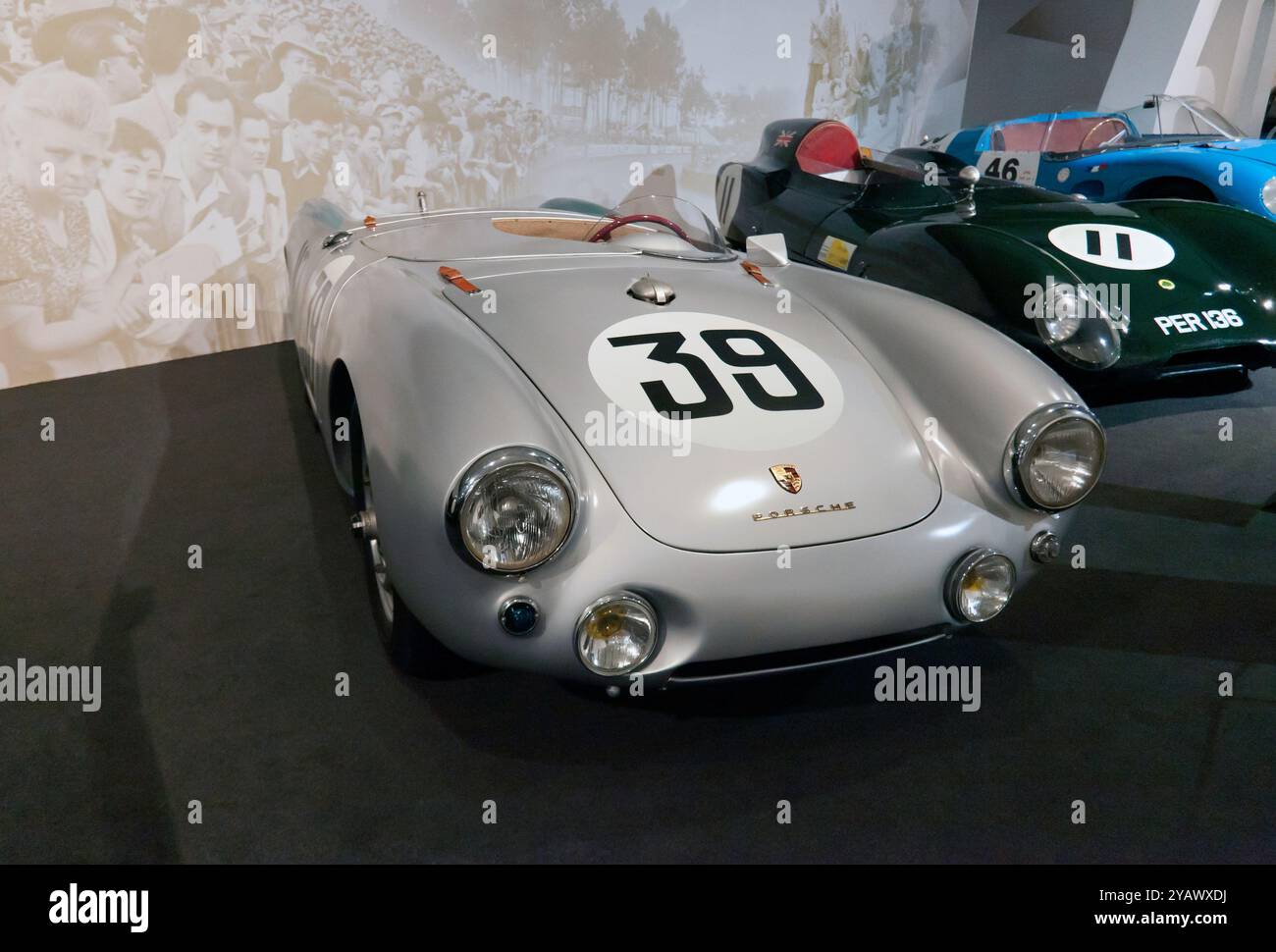 Three-quarters front view of a Porsche 550 which competed in the 24hrs ...