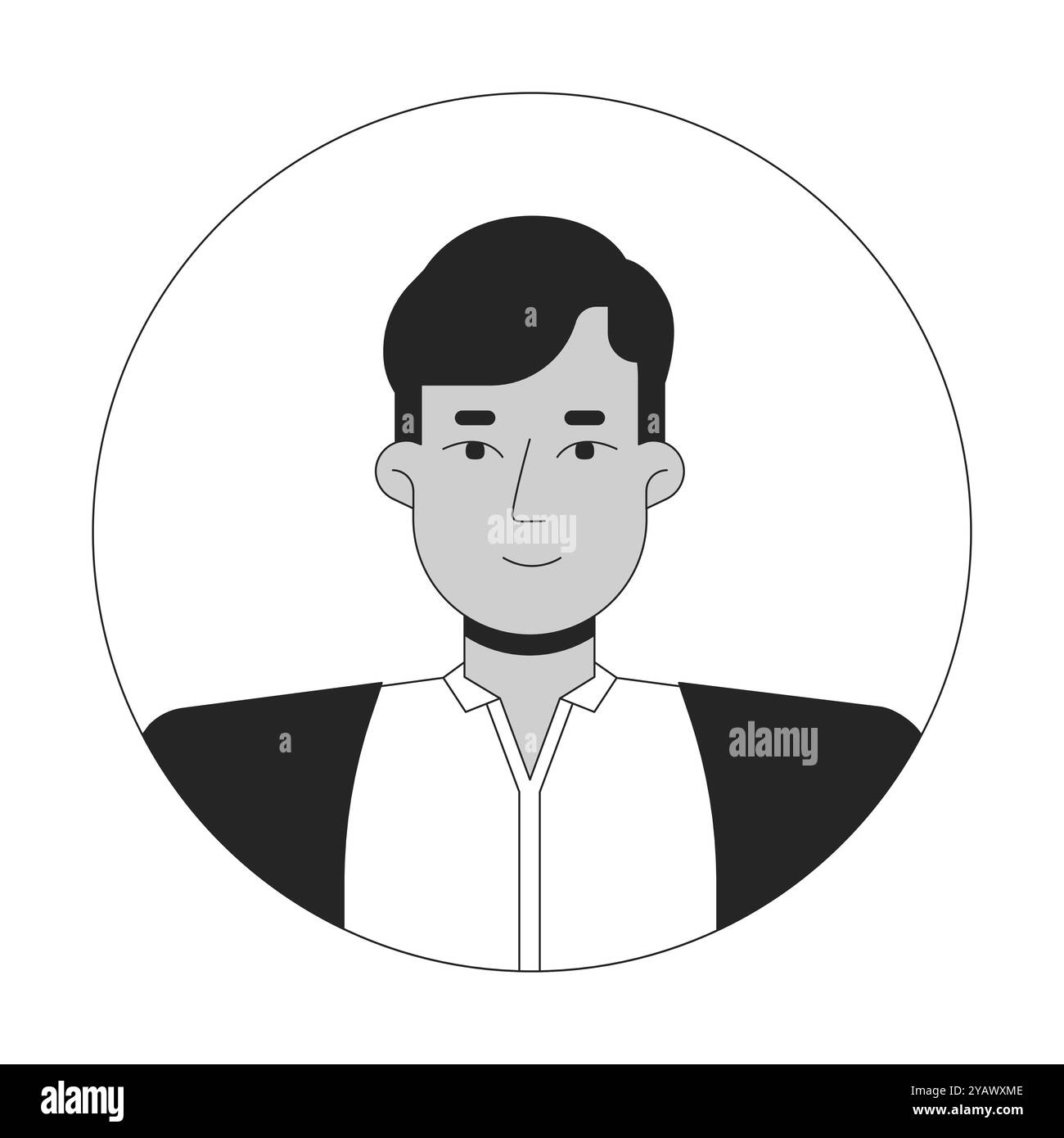 Demure indian man in cardigan with white shirt black and white 2D ...