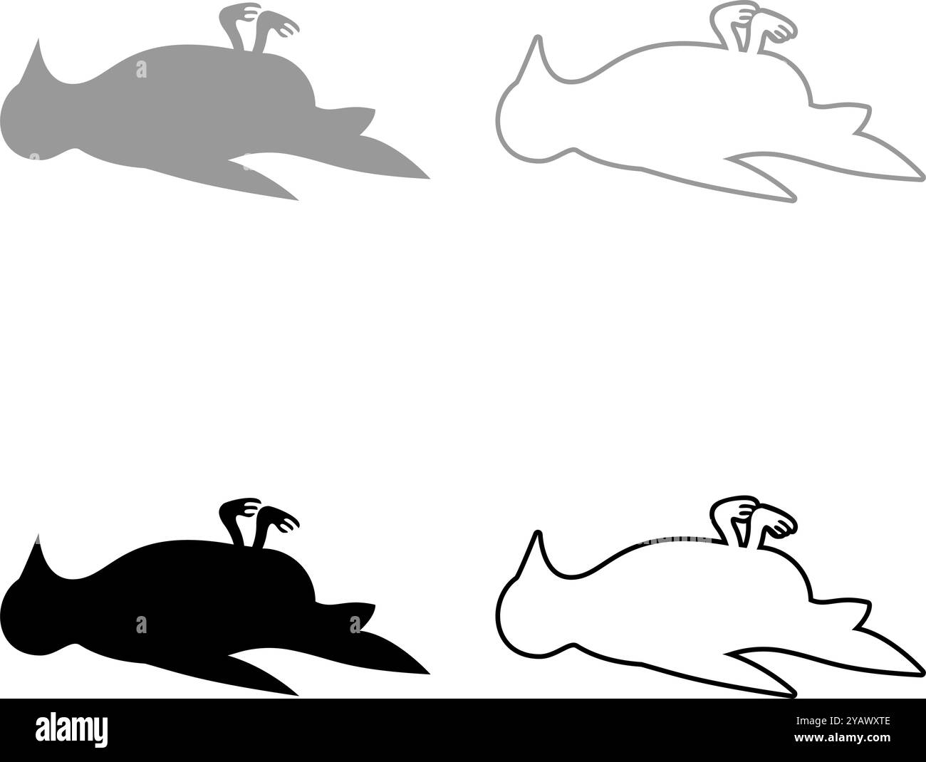 Dead bird danger concept set icon grey black color vector illustration ...