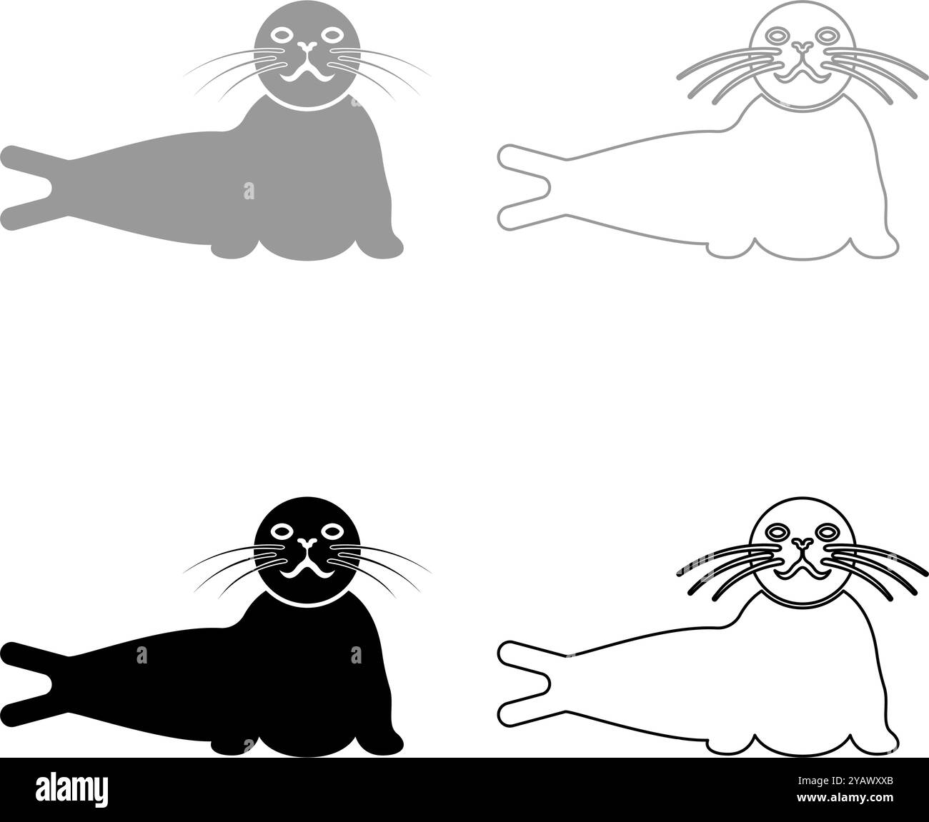 Seal lying set icon grey black color vector illustration image simple ...