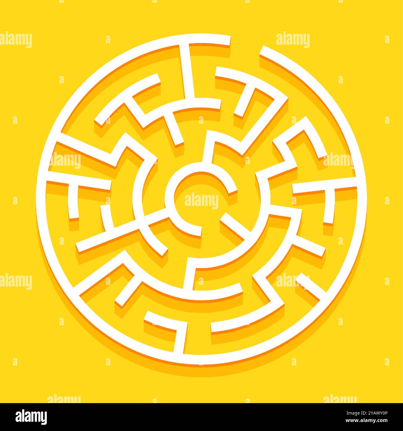 3d style circular maze pattern yellow background find the hidden shortcuts vector Stock Vector ...