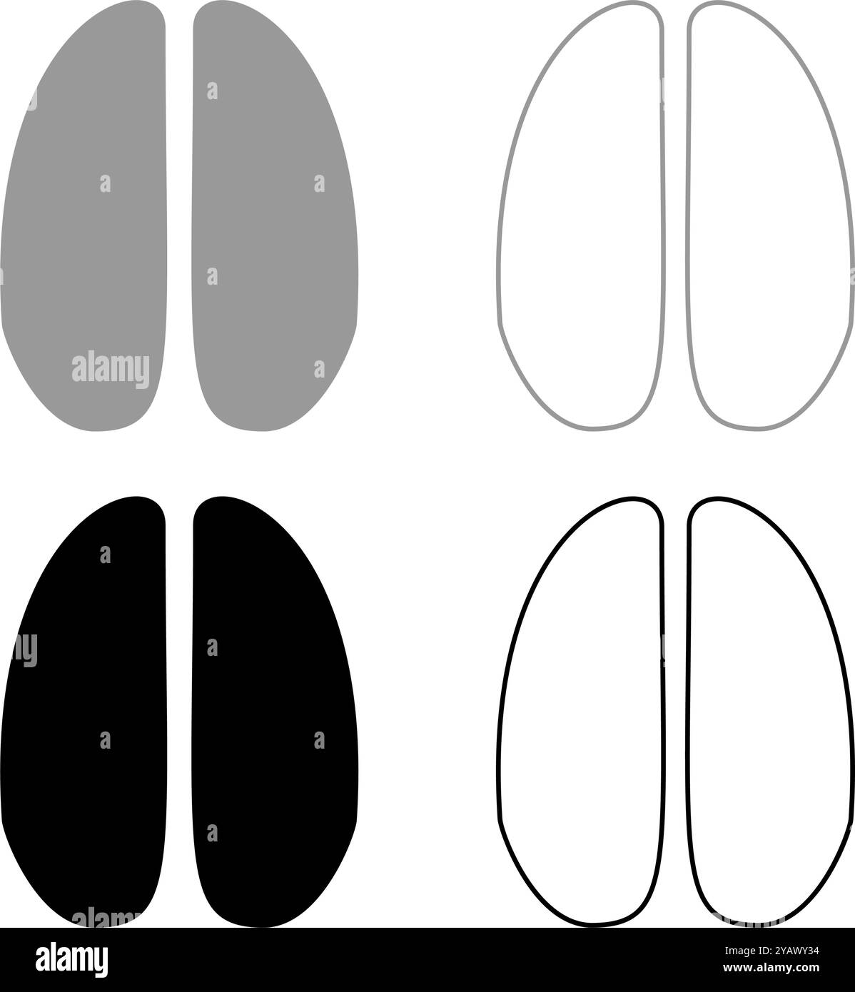 Hoof print deer set icon grey black color vector illustration image ...