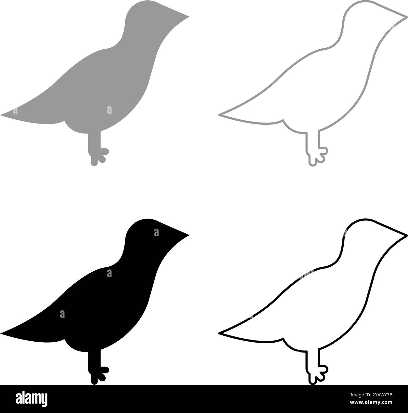 Bird set icon grey black color vector illustration image simple solid ...
