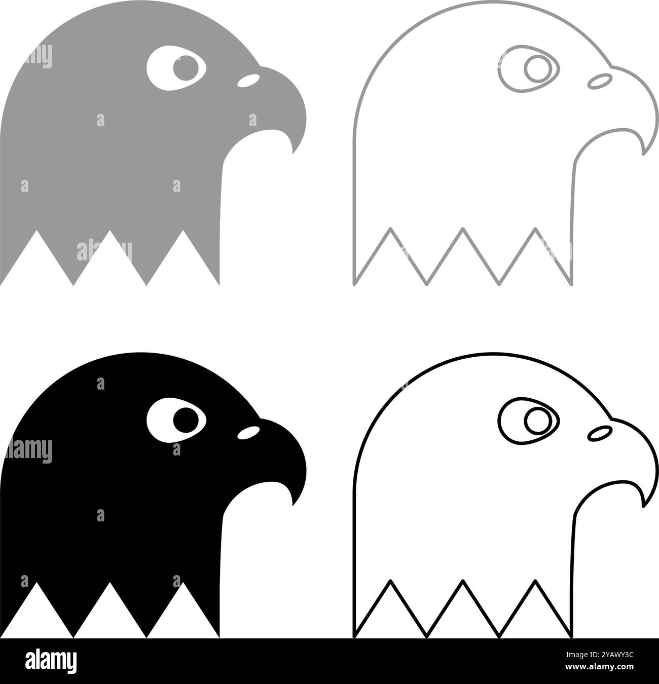 Eagle's head set icon grey black color vector illustration image simple ...