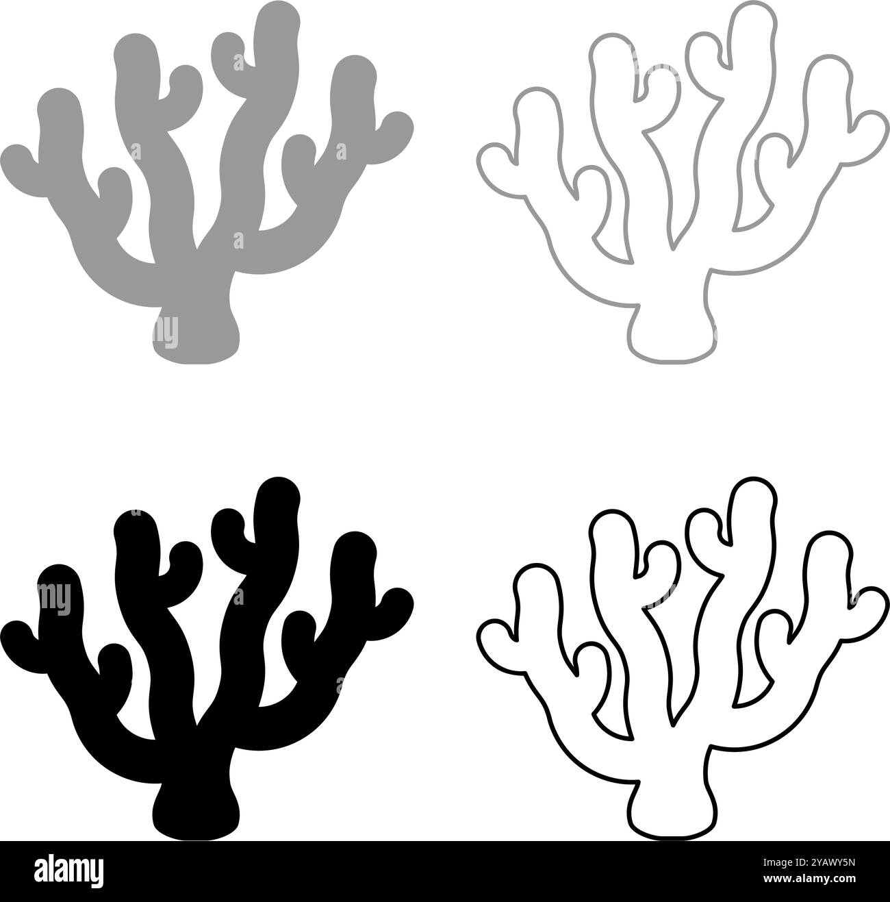 Coral set icon grey black color vector illustration image simple solid ...