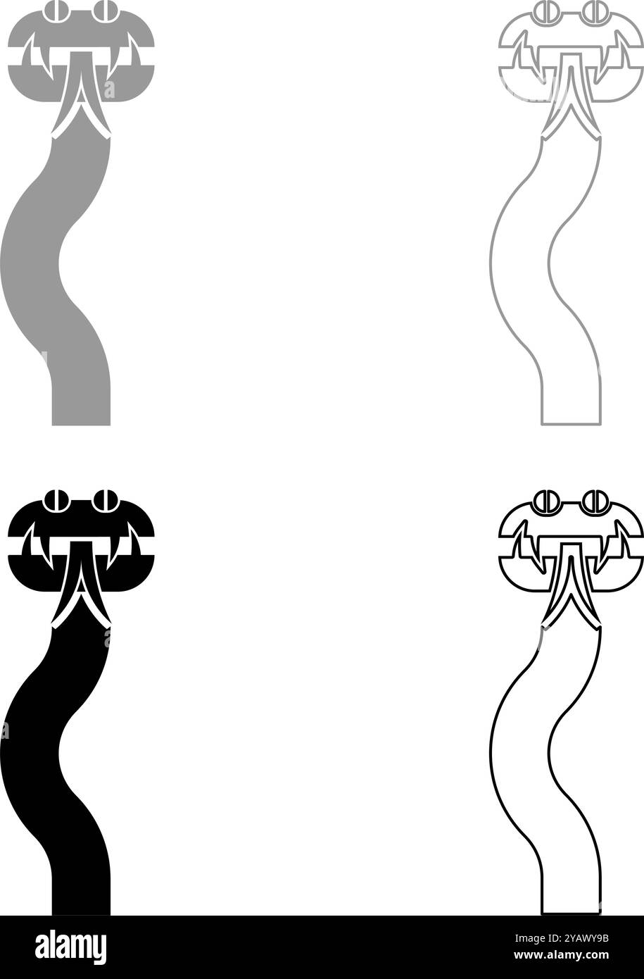 Snake silhouette set icon grey black color vector illustration image ...
