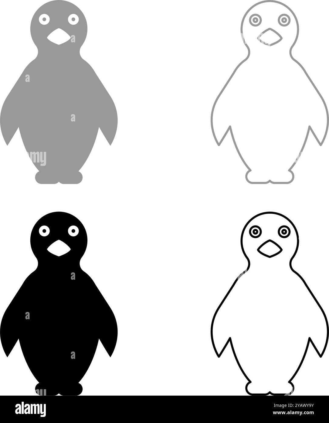 Penguin set icon grey black color vector illustration image simple ...