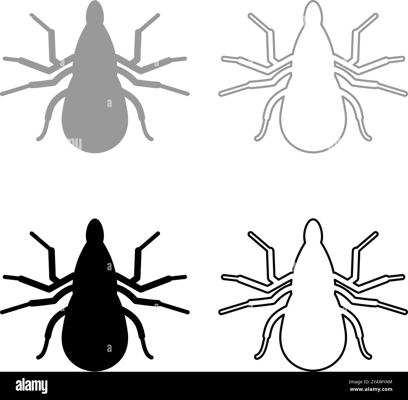 Tick mite set icon grey black color vector illustration image simple ...