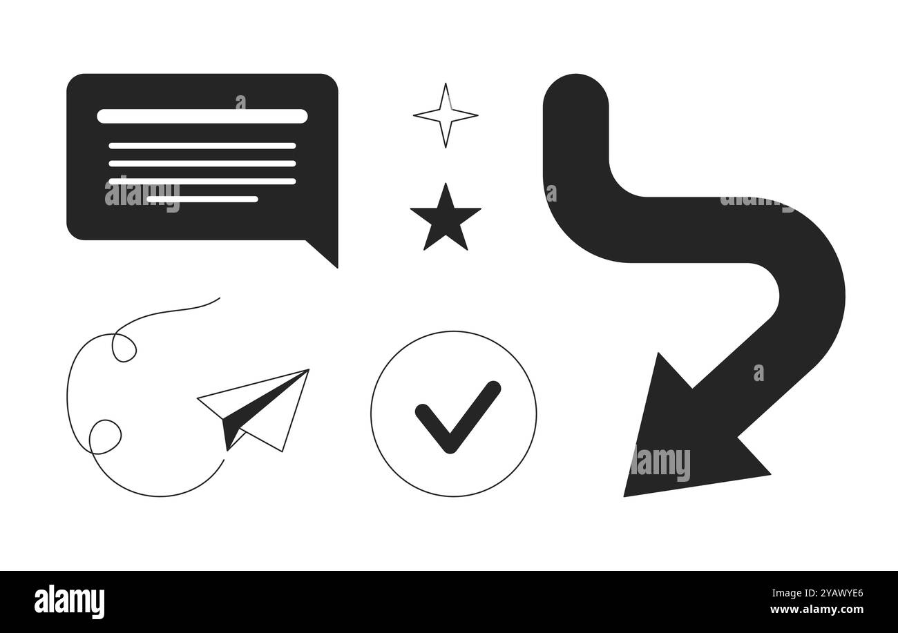 Office digital black and white 2D line objects set Stock Vector Image & Art - Alamy