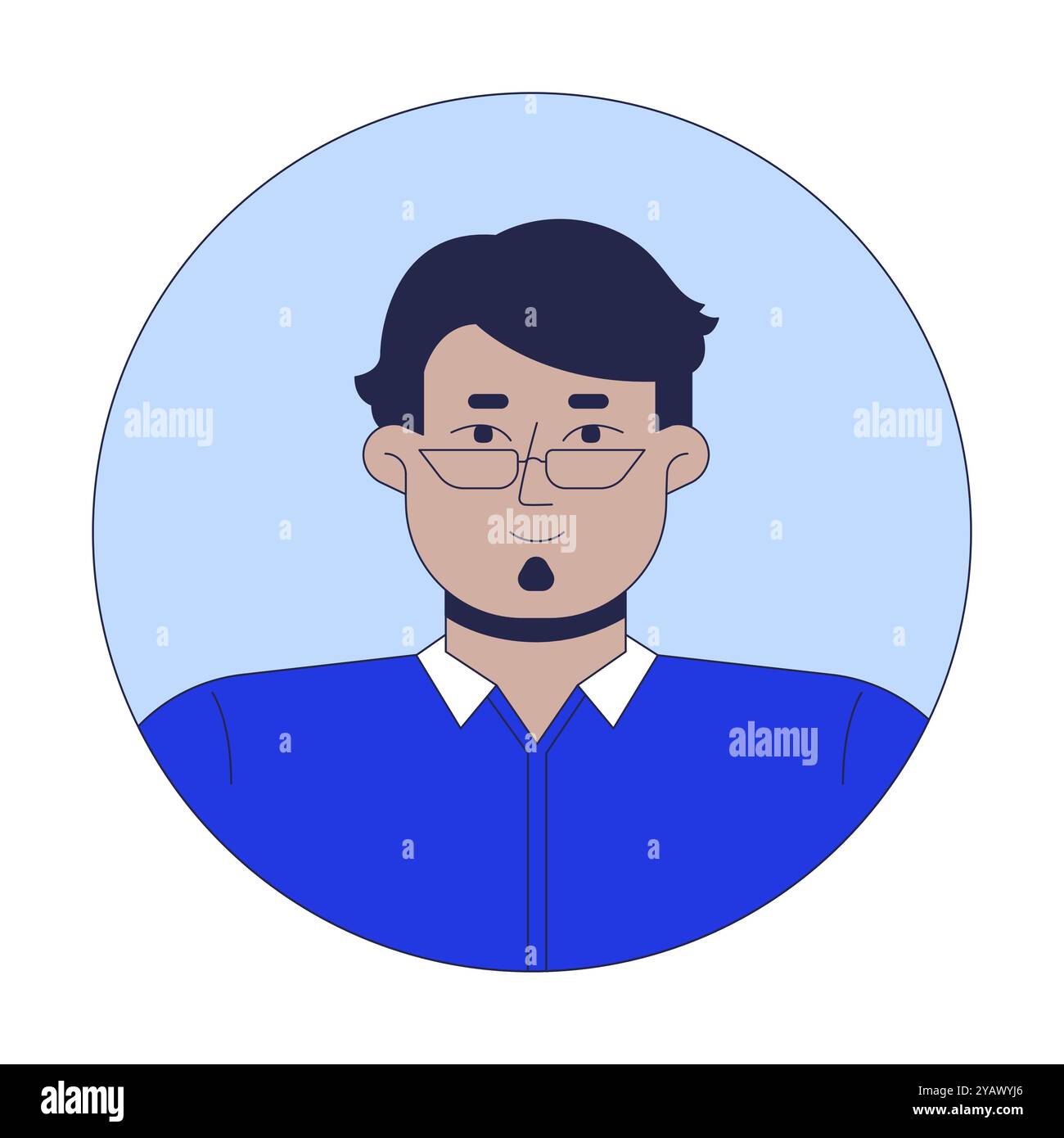 Middle aged arab man wearing eyeglasses 2D linear vector avatar ...