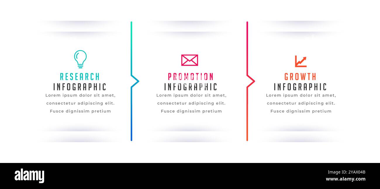 three steps infographic process chart banner for data visualization ...