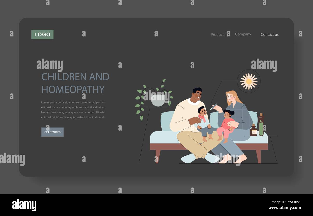 Family Homeopathy Session concept. Parents treating children with ...