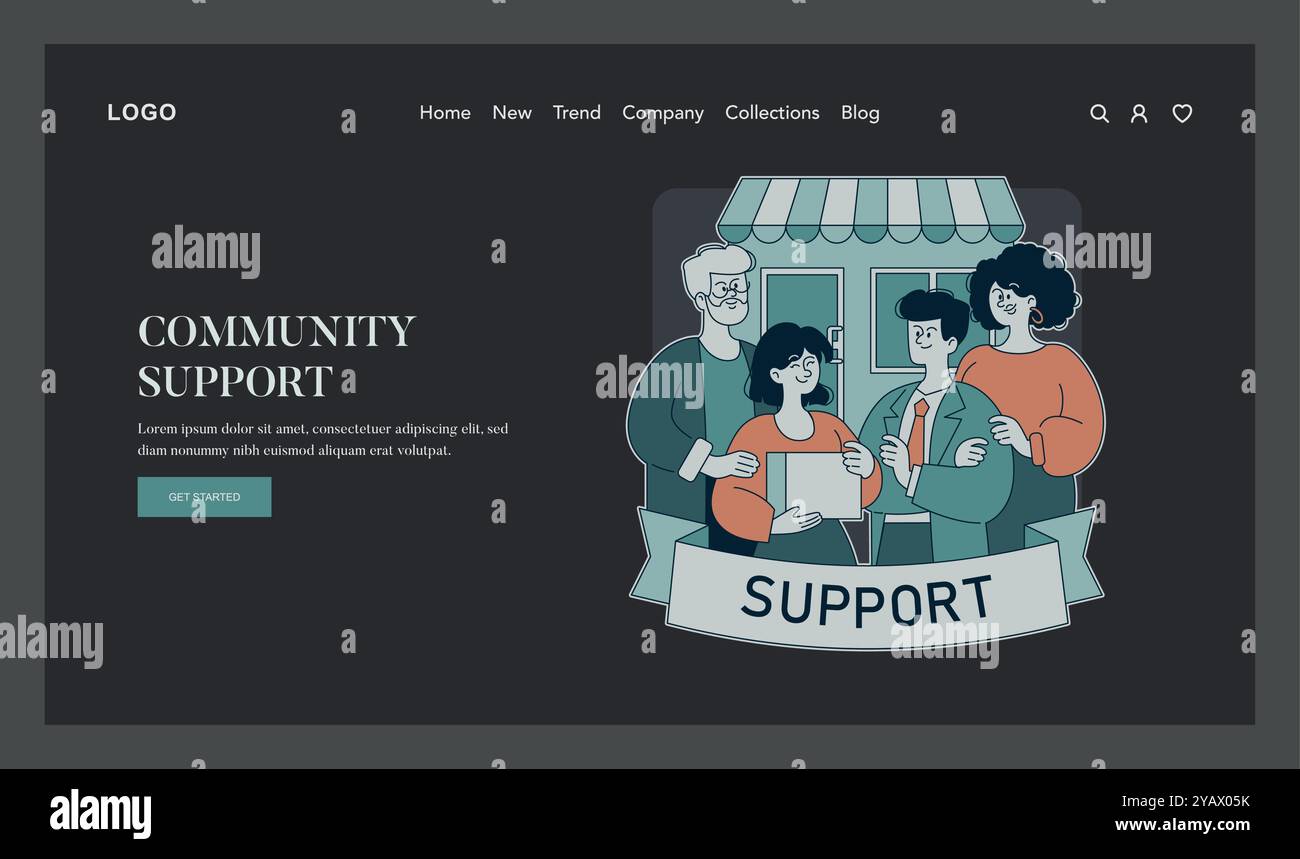 Small Business Saturday concept. A support scene with customers and a ...