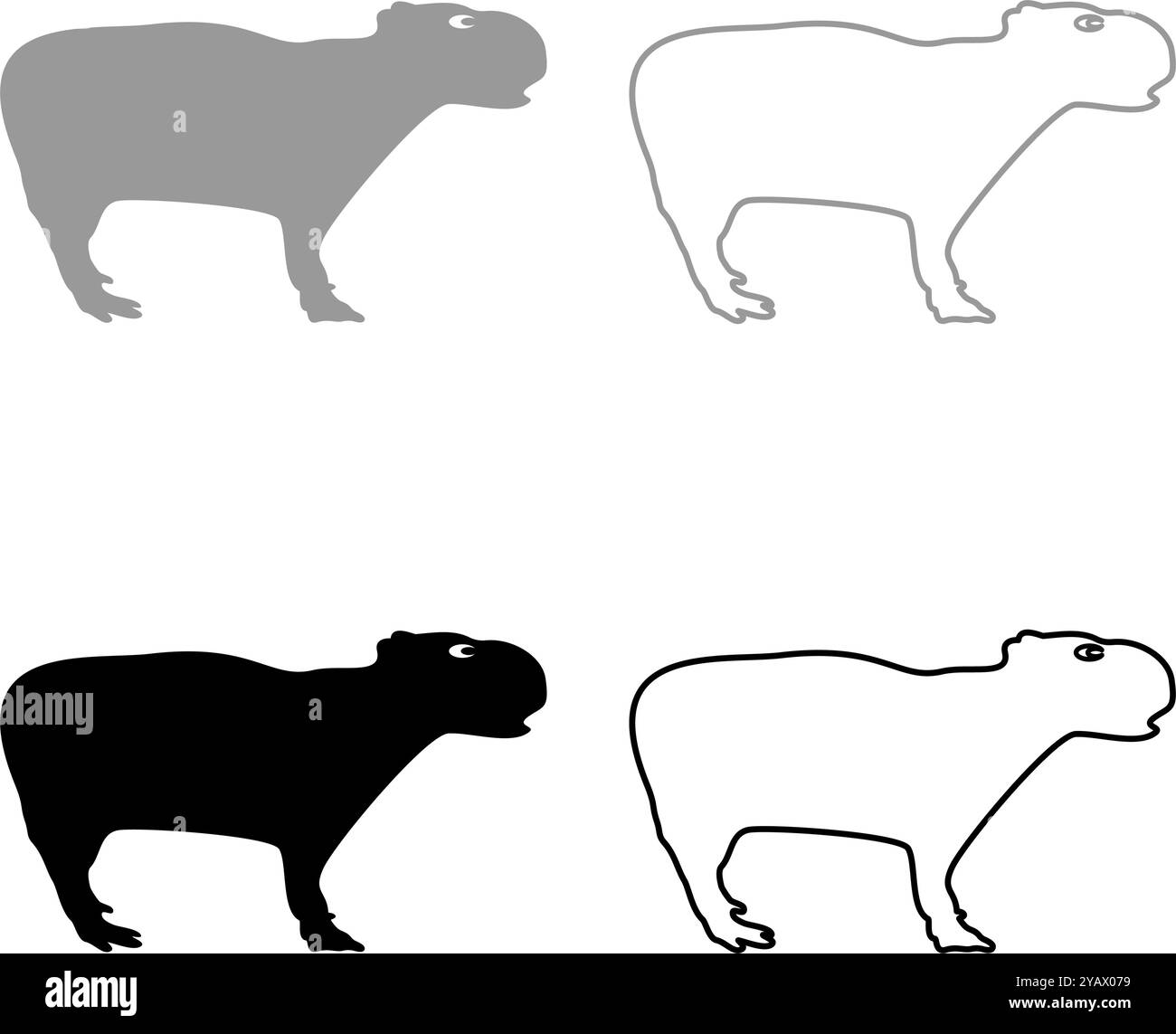 Capybara set icon grey black color vector illustration image simple ...