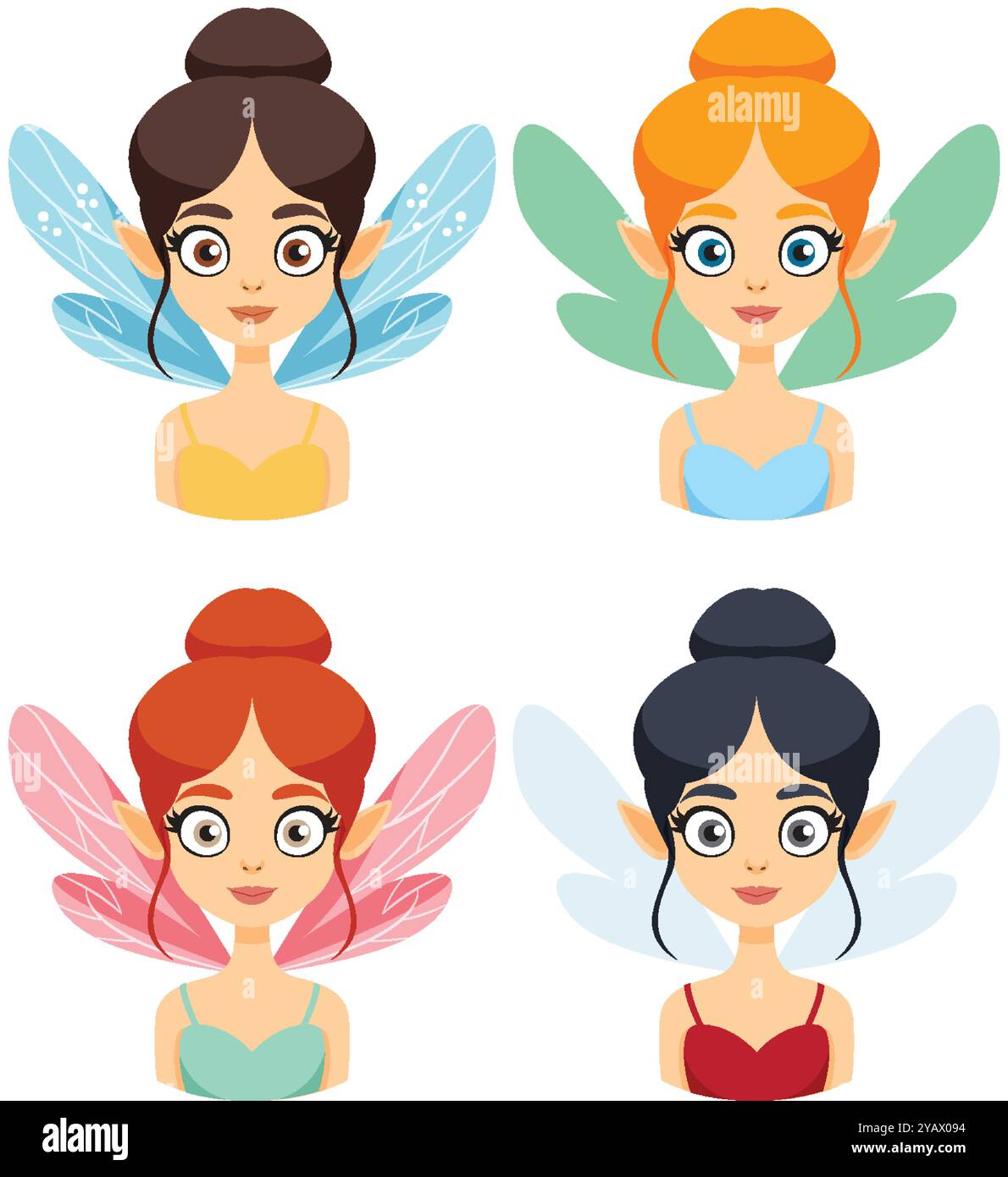 Four fairies with different hair and wings Stock Vector Image & Art - Alamy