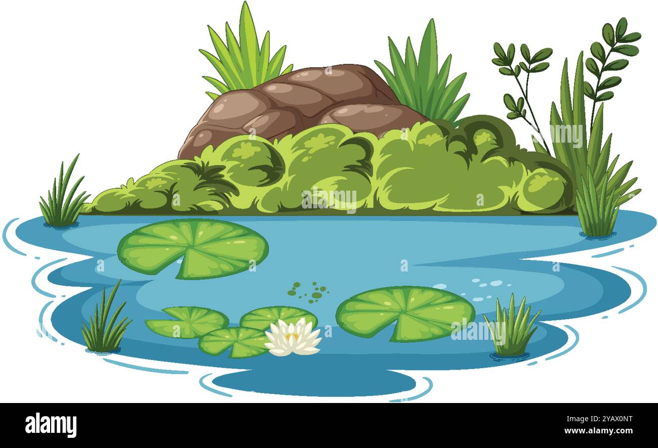 Calm water with vegetation Cut Out Stock Images & Pictures - Alamy