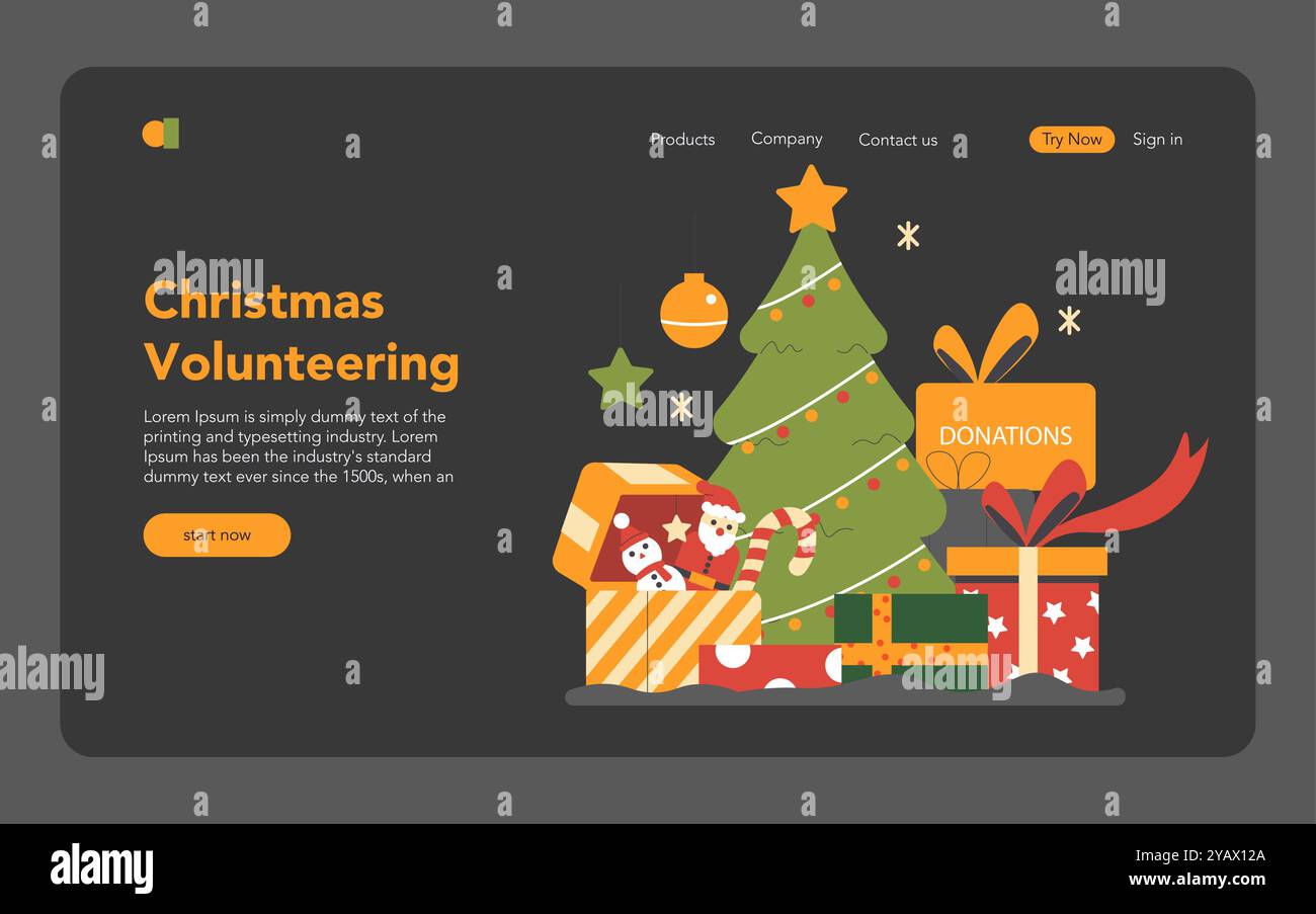 Christmas Volunteering concept. Charitable giving and festive spirit ...