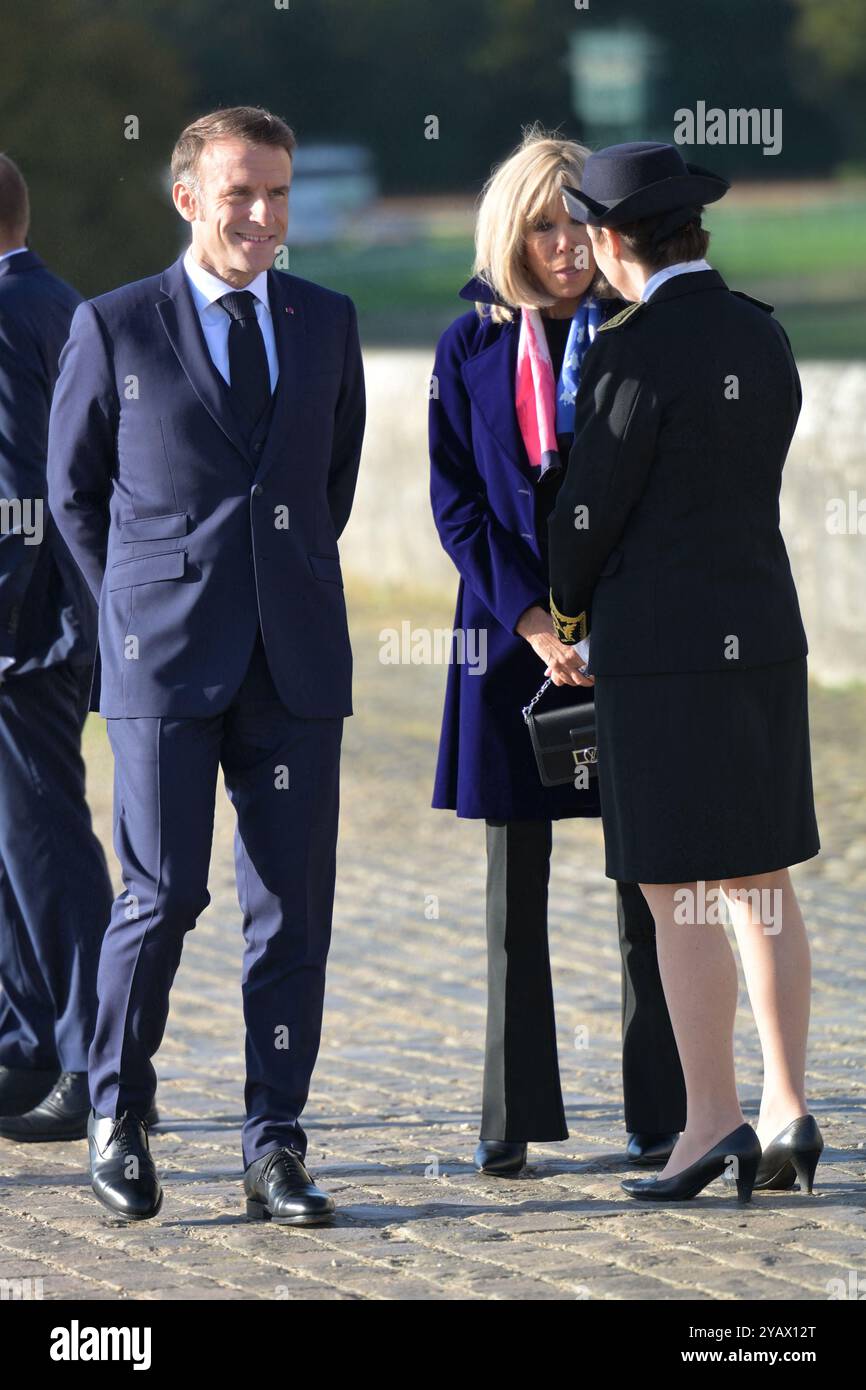 Chantilly, France. 16th Oct, 2024. French President Emmanuel Macron ...
