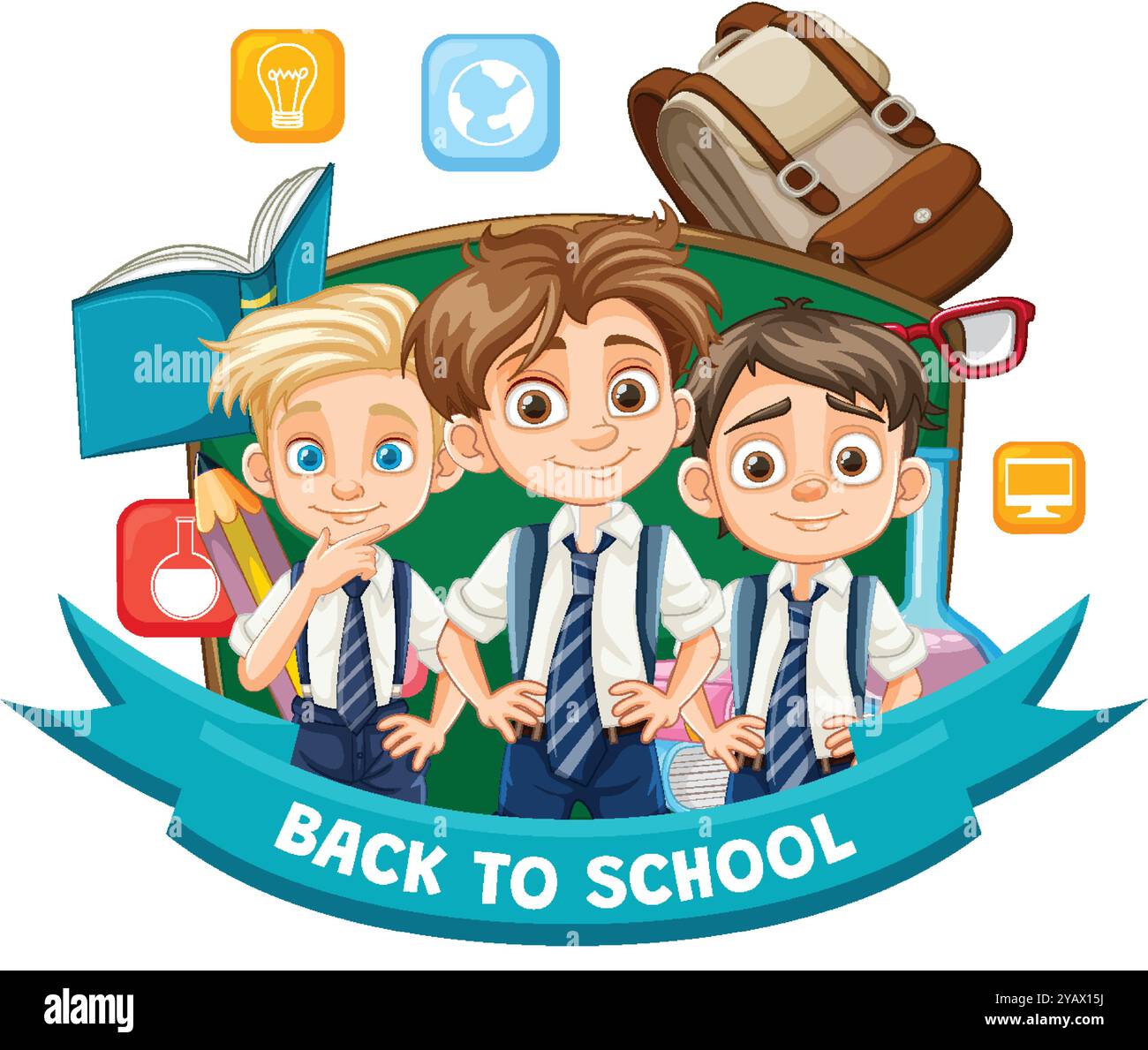 Three boys ready for school Stock Vector Image & Art - Alamy