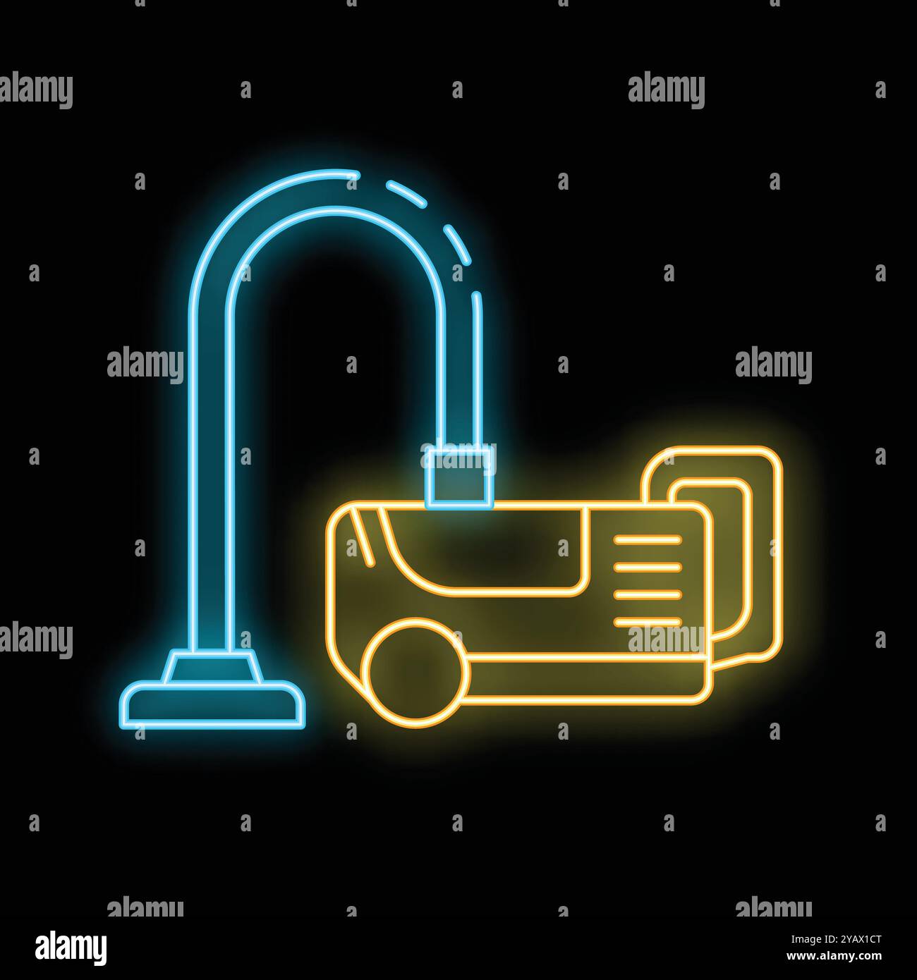 Neon vacuum cleaner shining on a black background, perfect for ...