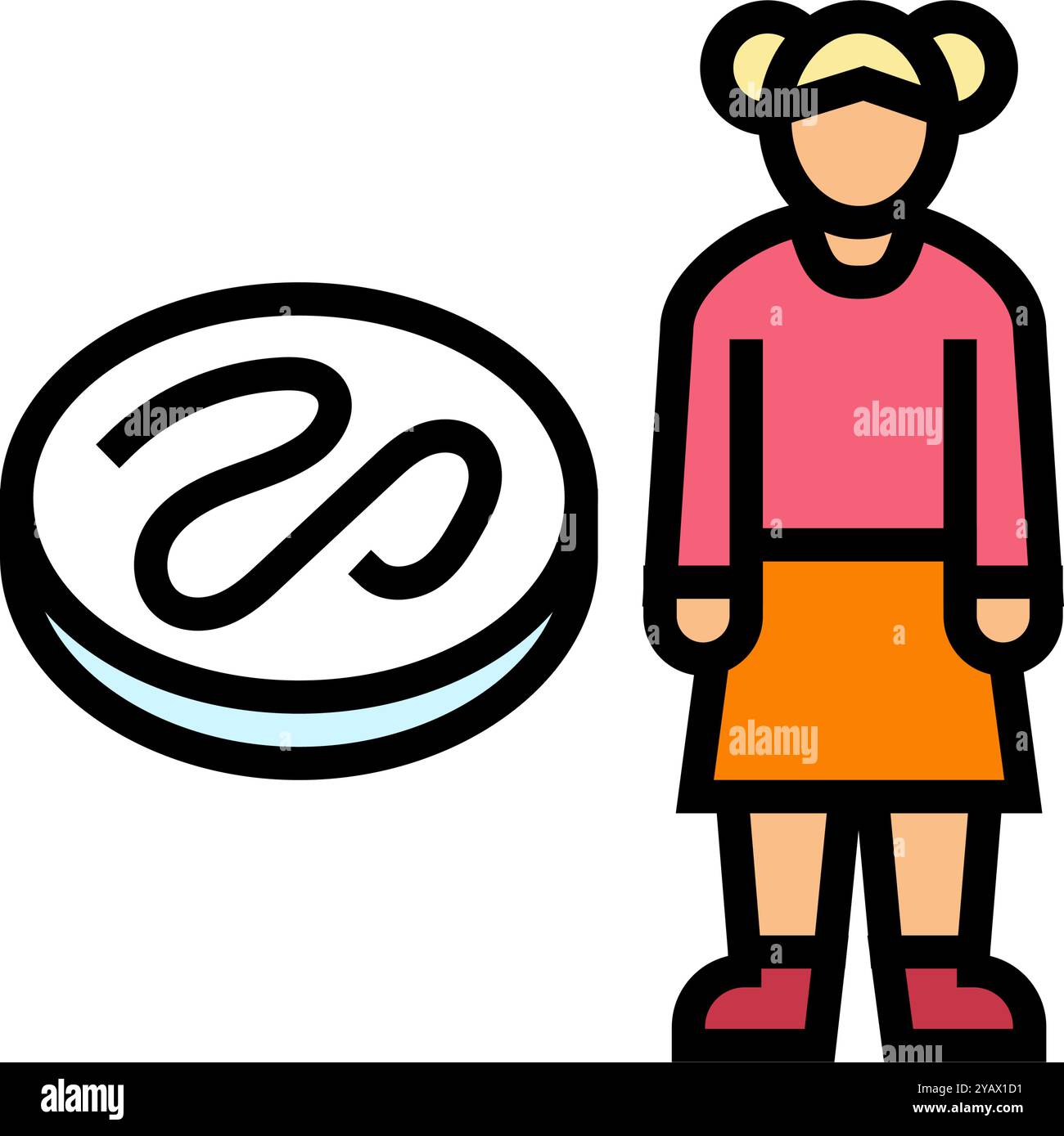 kid girl helminth worm color icon vector illustration Stock Vector ...