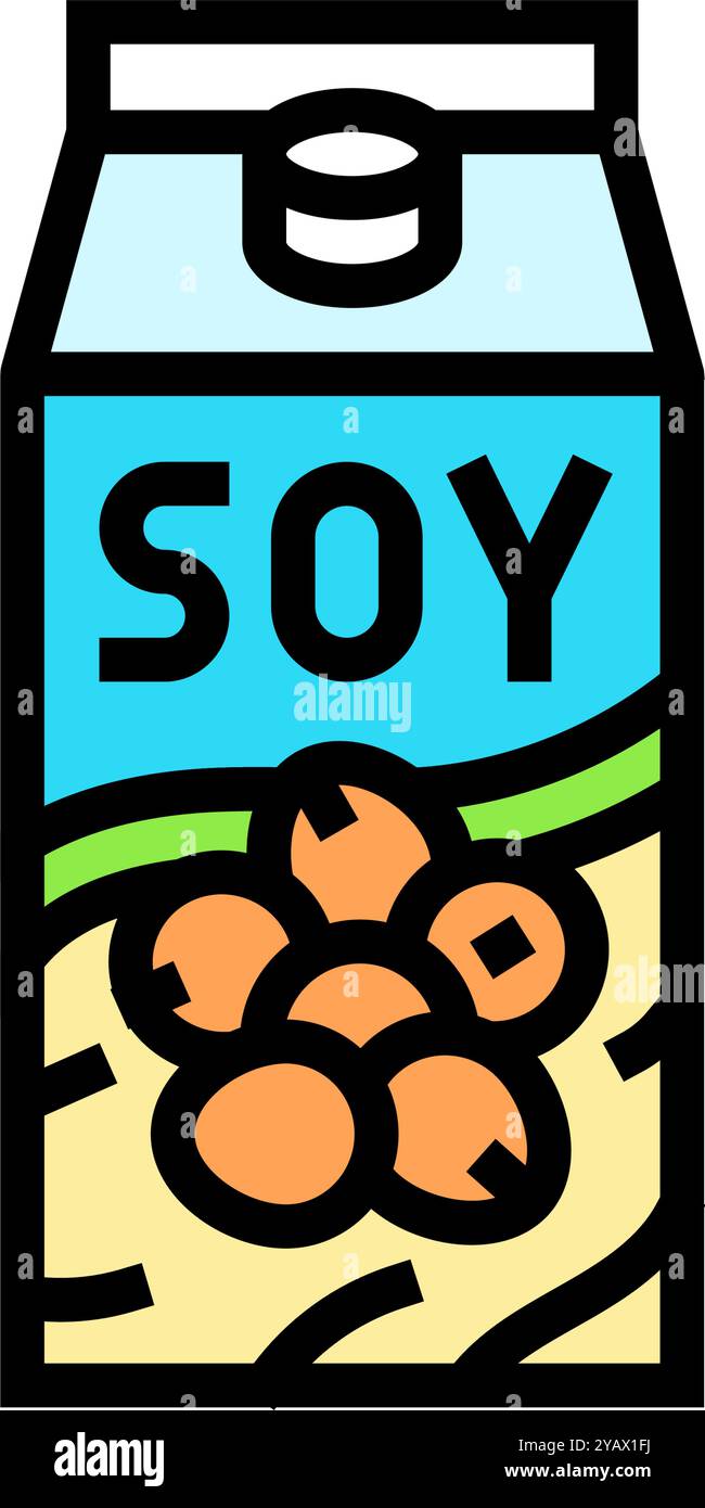 soy milk carton vegan food color icon vector illustration Stock Vector ...