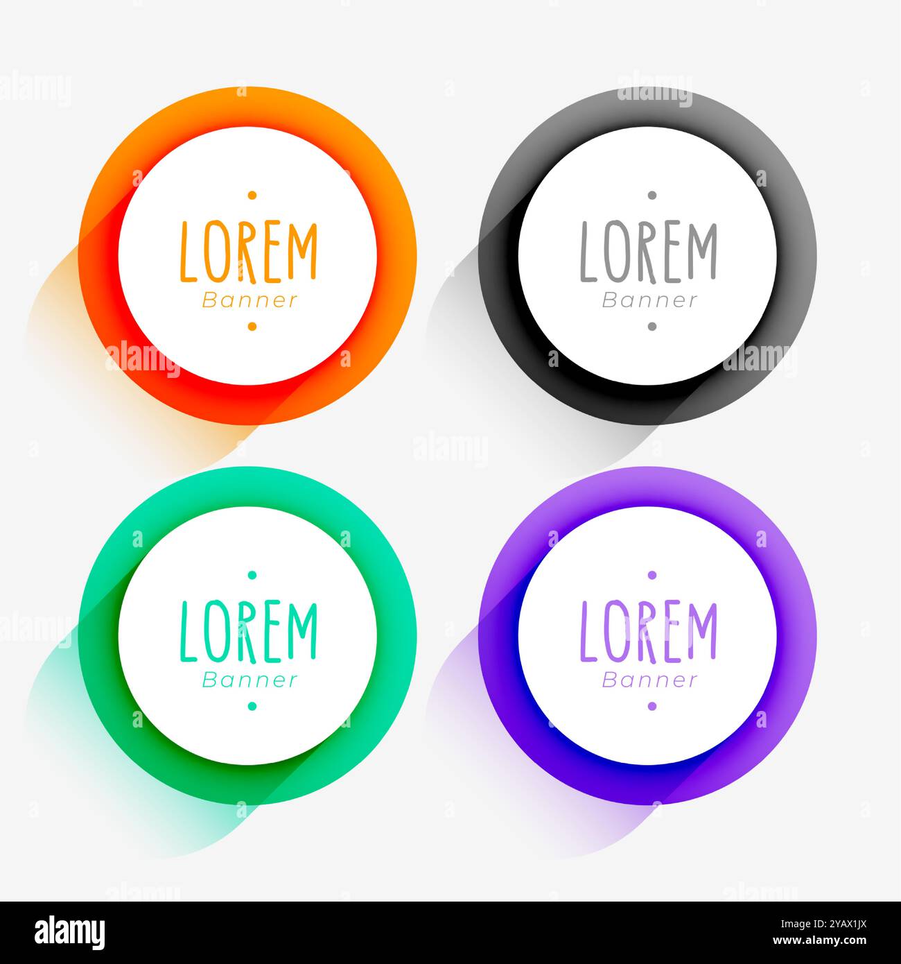 set of 3d circular shape frame with shadow effect vector Stock Vector ...
