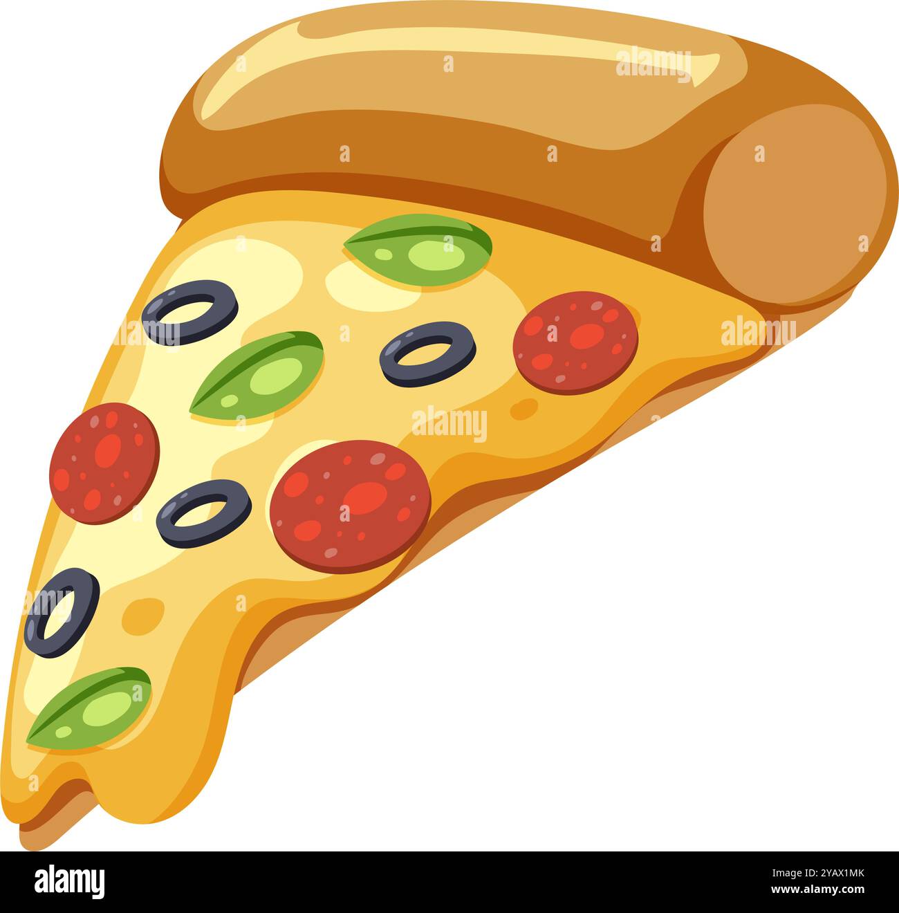 Cheesy pizza slice with toppings and crust Stock Vector Image & Art - Alamy