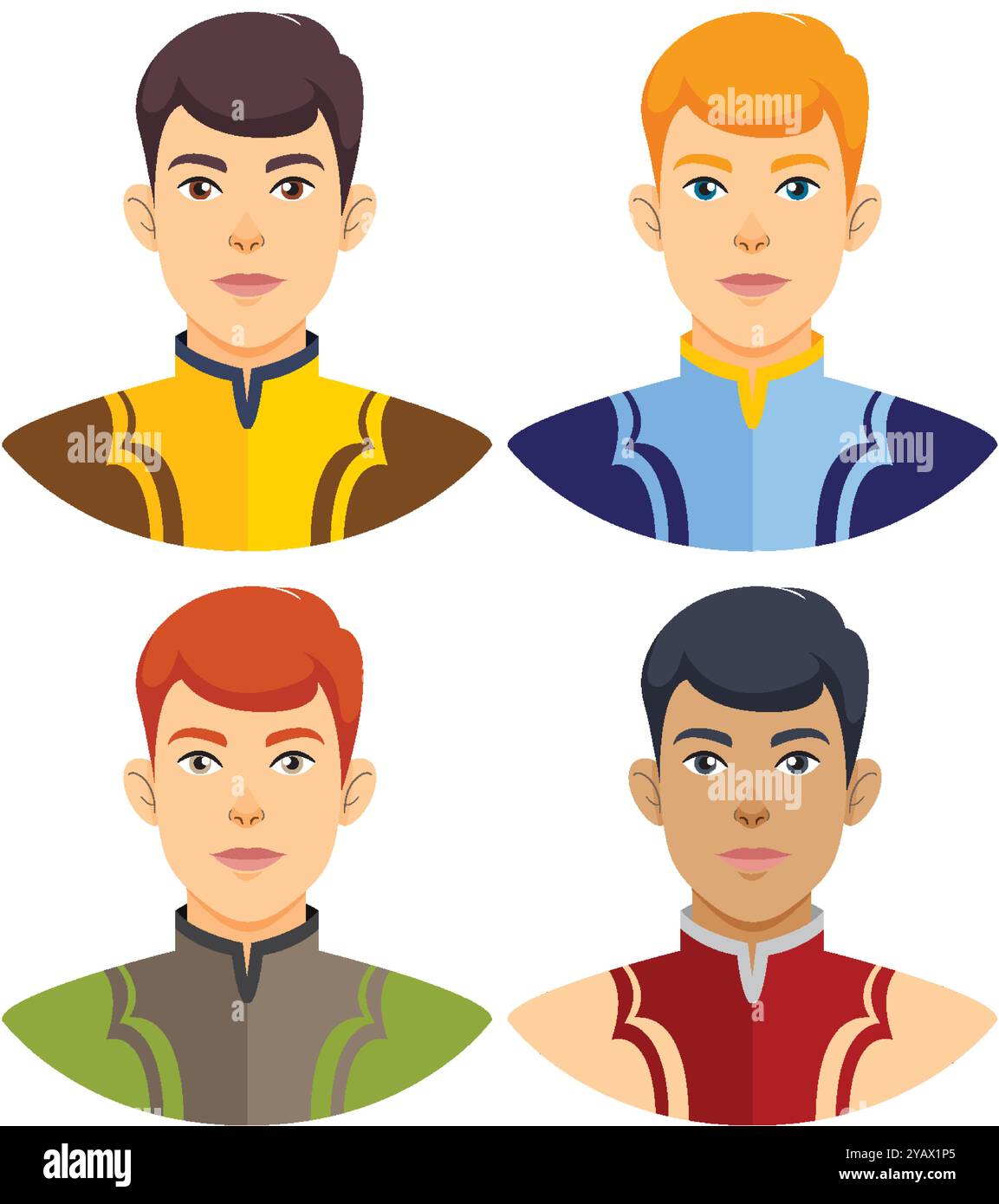 Illustration of four princes in different outfits Stock Vector Image ...