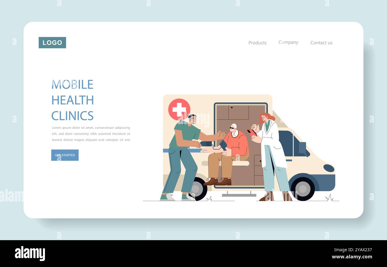 Mobile health clinic concept. Elderly patient receives care in a well ... Mobile health clinic concept. Elderly patient receives care in a well ...