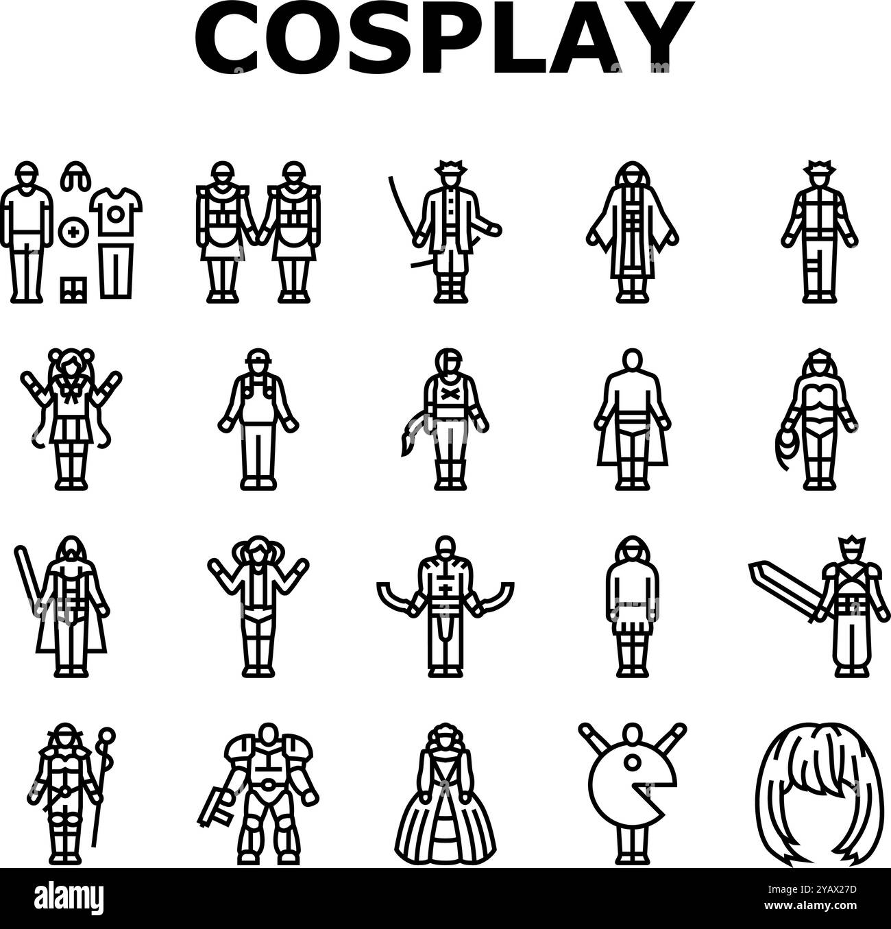 cosplay comic movie anime icons set vector Stock Vector Image & Art - Alamy