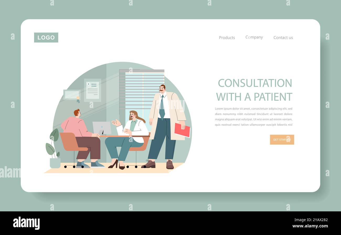 Medical consultation concept. Healthcare professionals engage with a ...