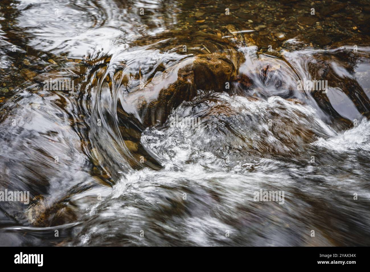 Water flowing around a rock, in an upland stream Stock Photo - Alamy