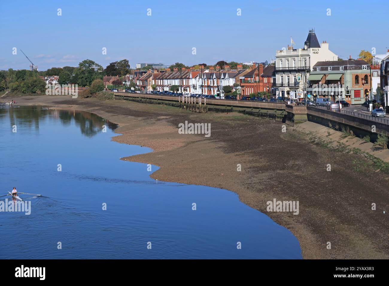 A rower passes The Terrace, the riverside A3003 road by the River ...