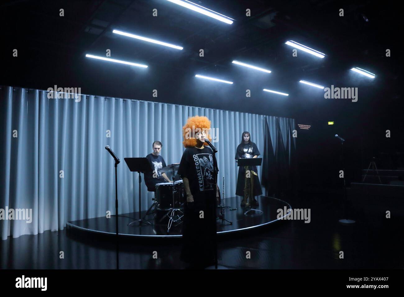 Andrea Belfi, Kate Strong und Sofia Salvo, v.l., während der Fotoprobe für das Stück I Pity The ...