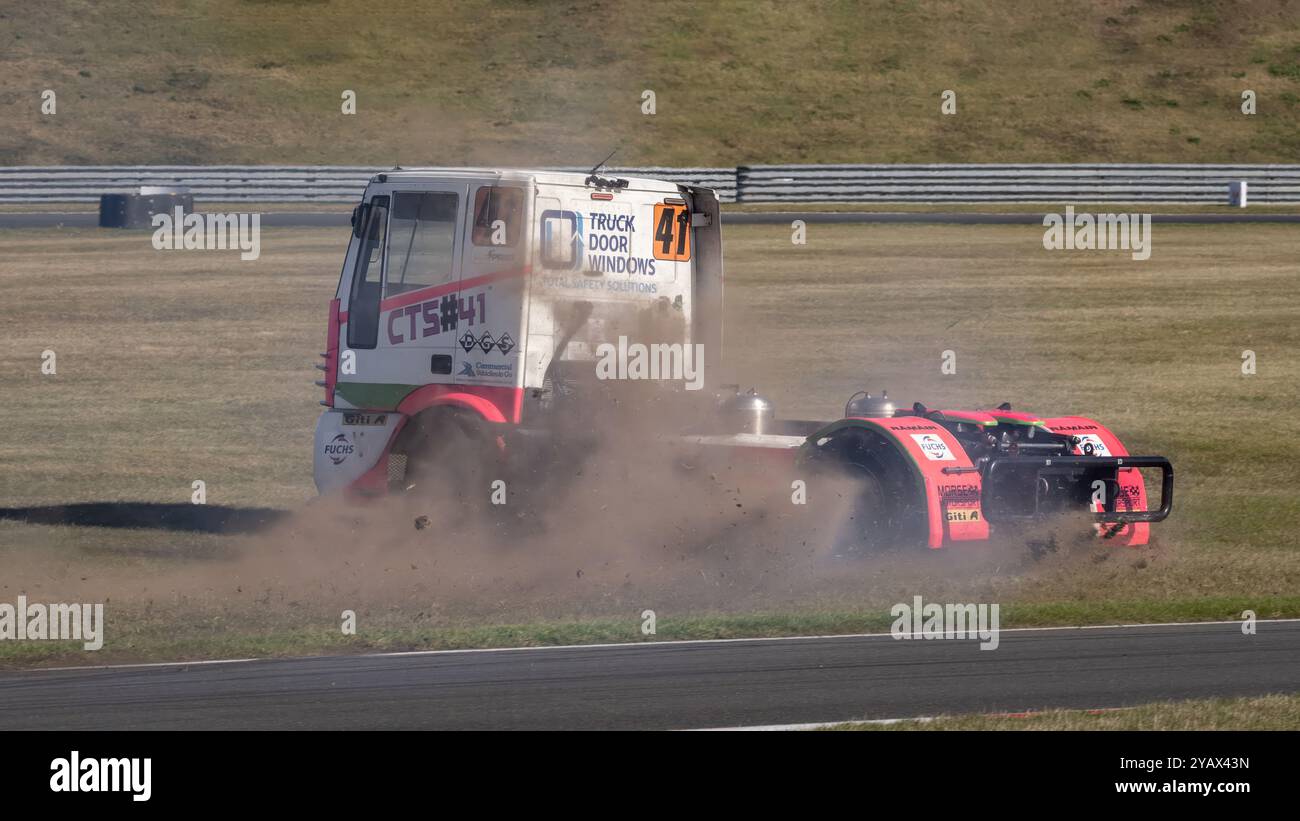 Simon Cole loses control in his IVECO Truck during the 2024 British ...