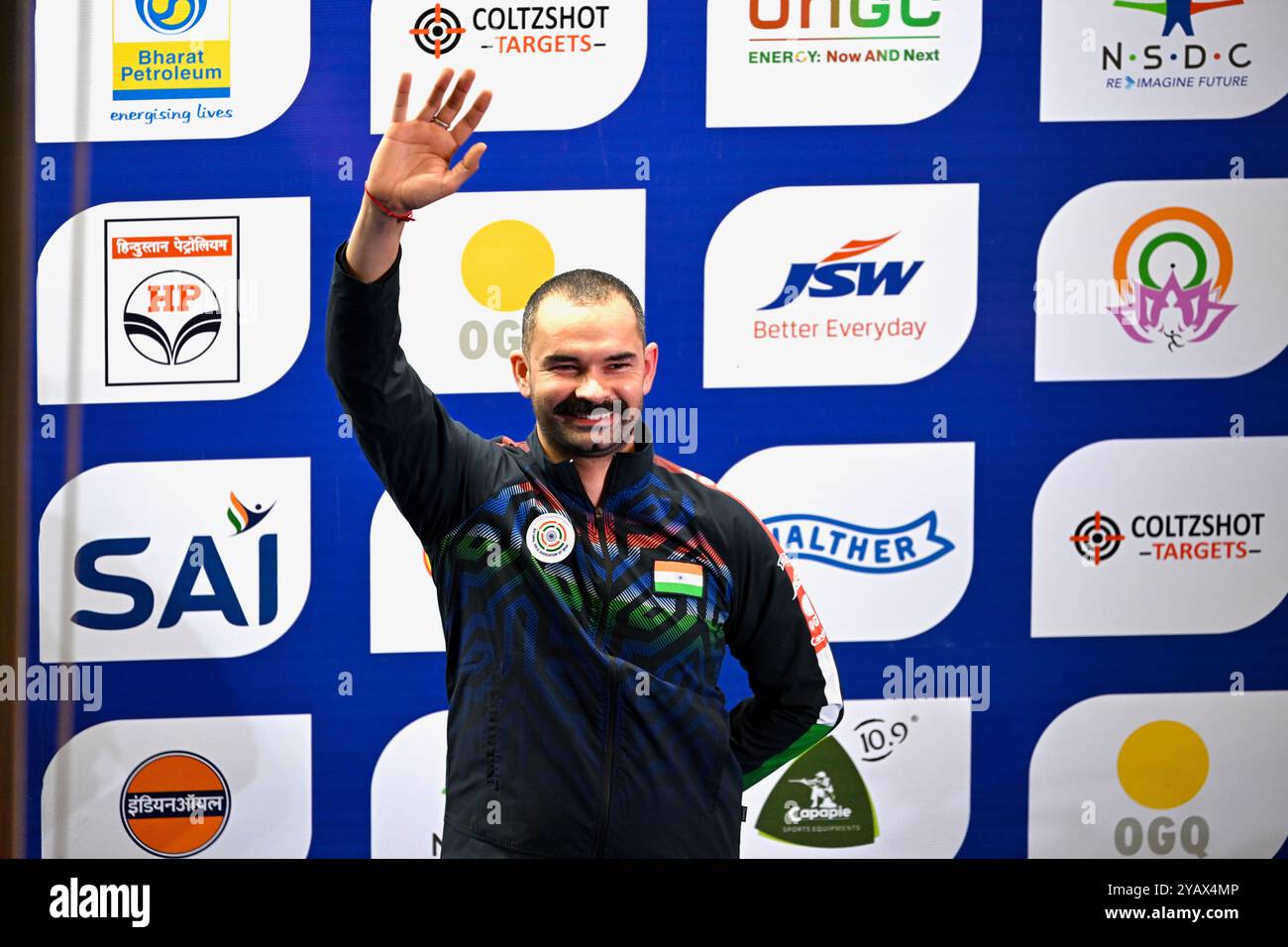 Delhi, INDIA. 16th Oct, 2024. Akhil Sheoran of India won Bronze medal ...