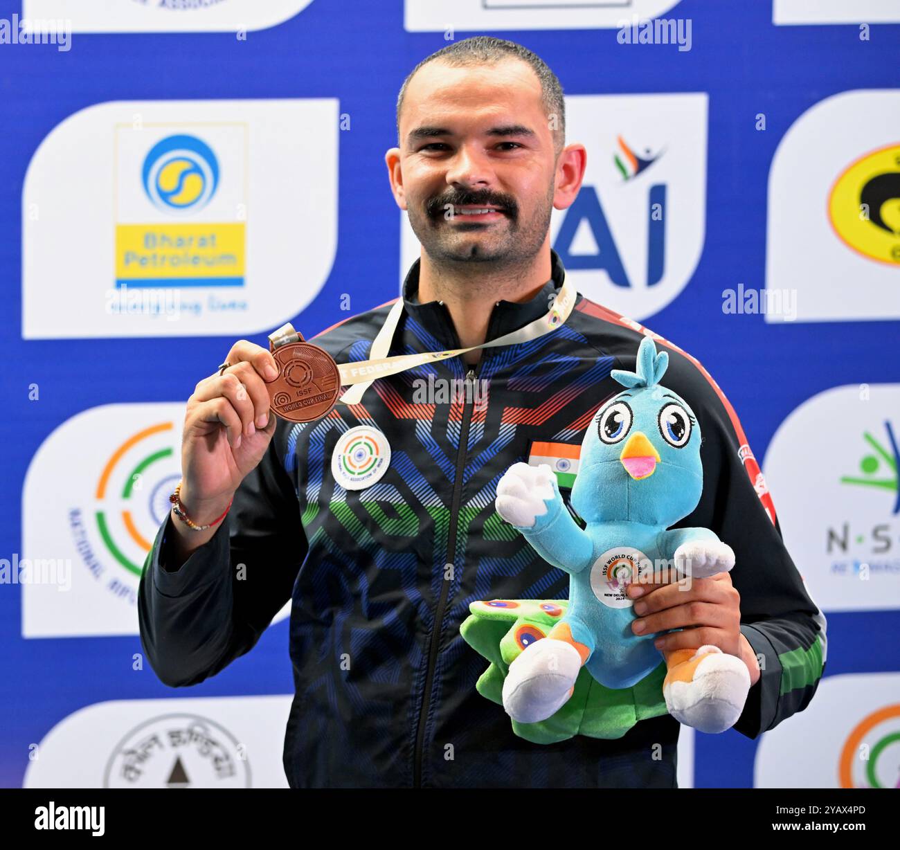 Delhi, INDIA. 16th Oct, 2024. Akhil Sheoran of India won Bronze medal ...