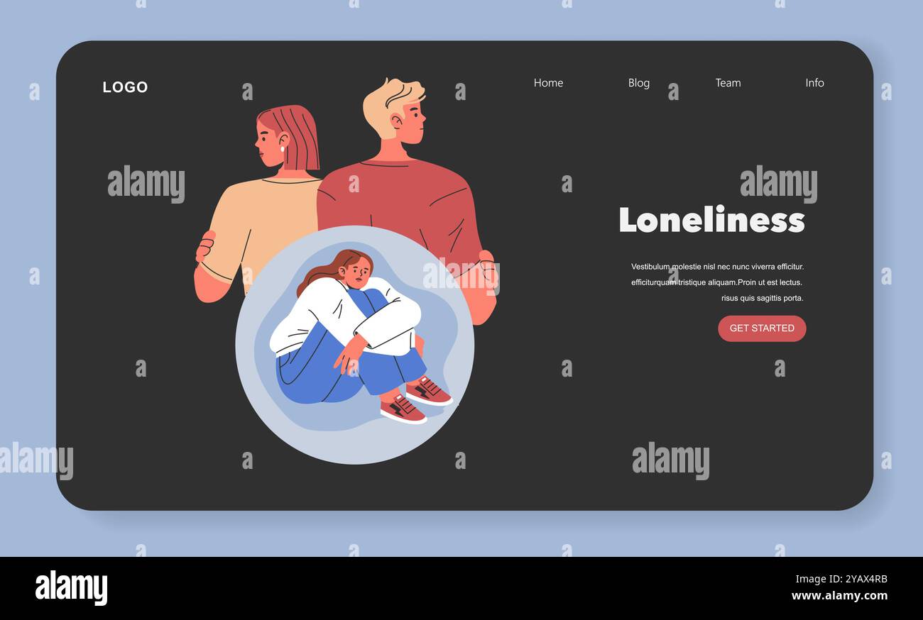 Emotional disconnect concept. An illustration of a woman feeling ...