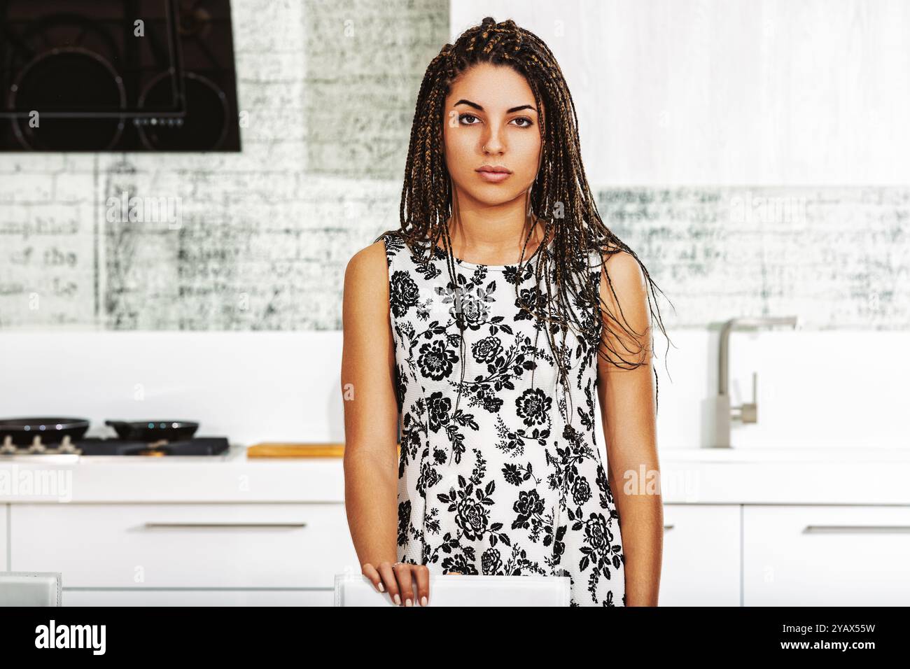 Woman beautiful braids stands hi-res stock photography and images - Alamy