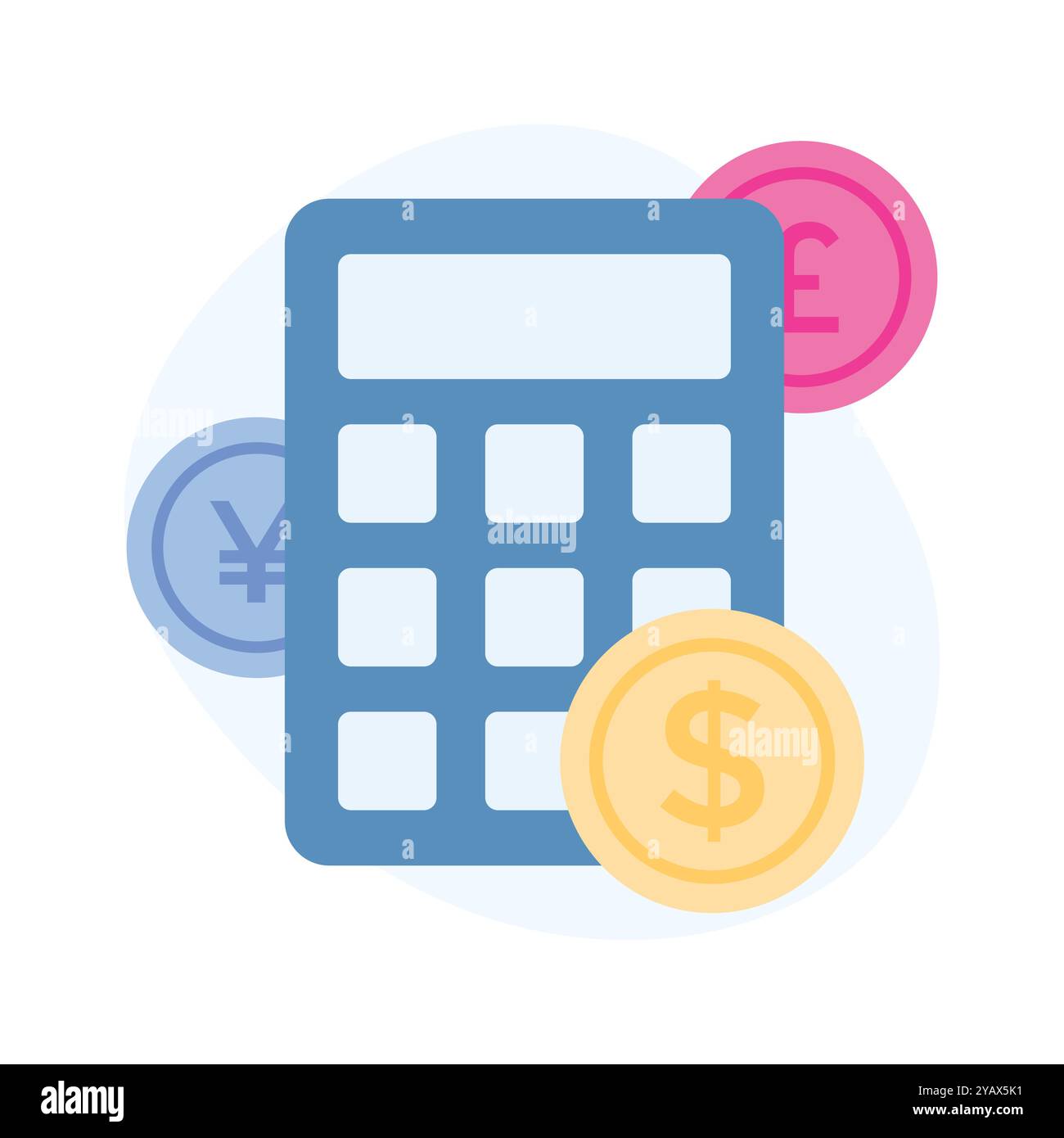 Calculator with coins denoting accounting concept vector, money ...