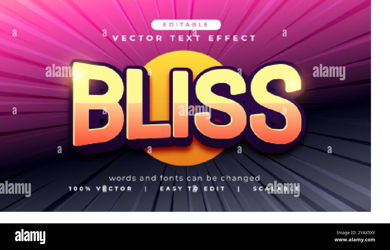 editable bliss word text effect template vector Stock Vector Image ...
