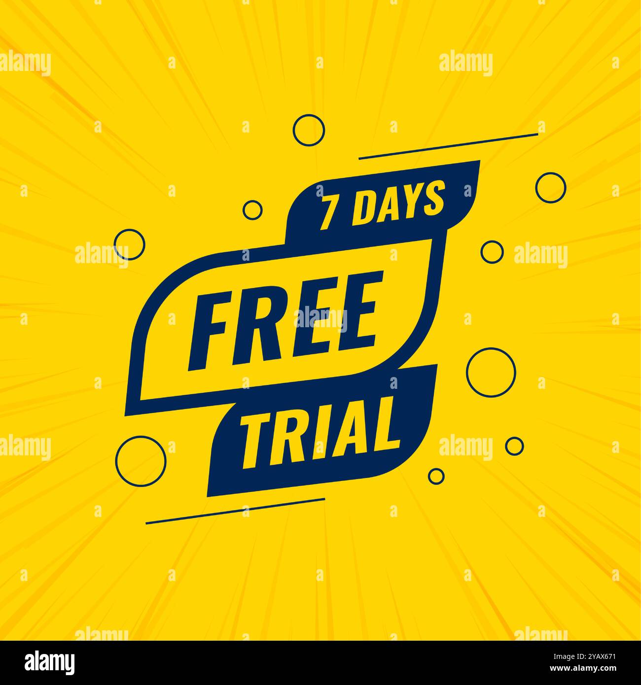 seven days or a week free trial yellow background design vector Stock ...