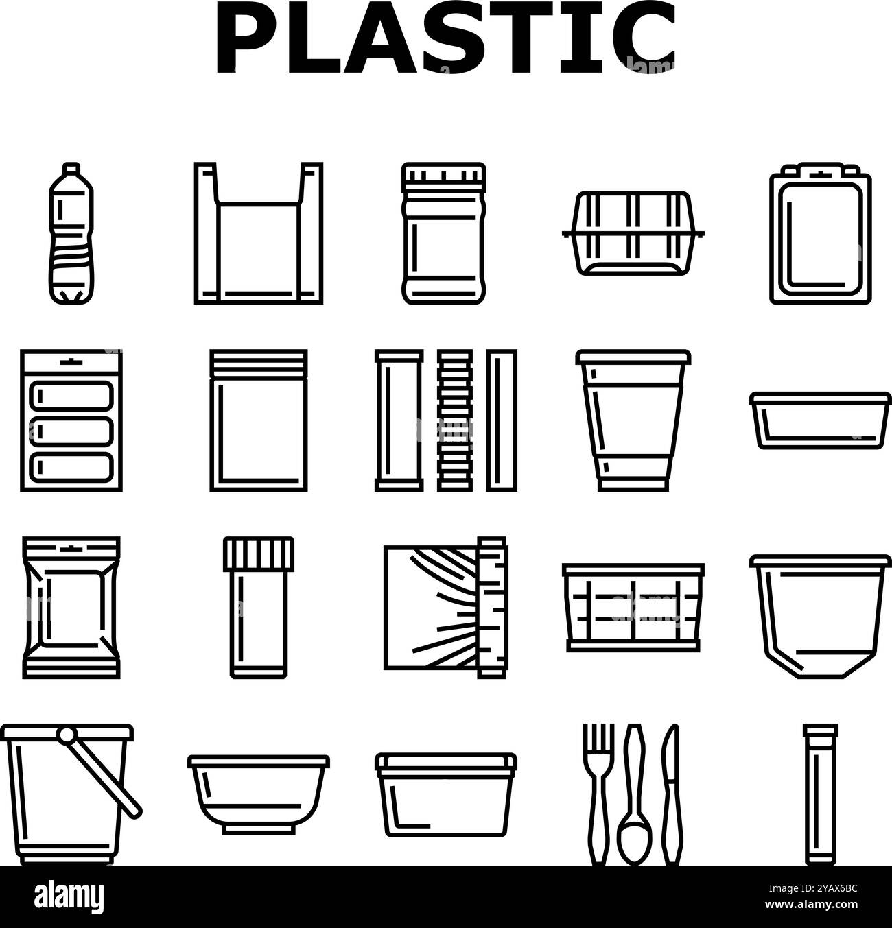 plastic packaging food container icons set vector Stock Vector Image ...