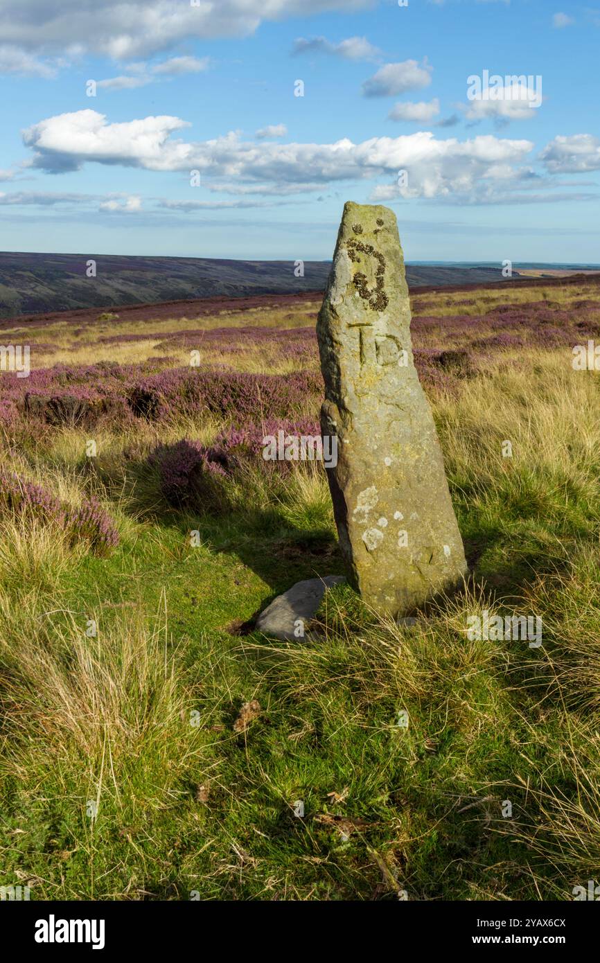 A tall and thin boundary stone, sometimes called a finger stone ...