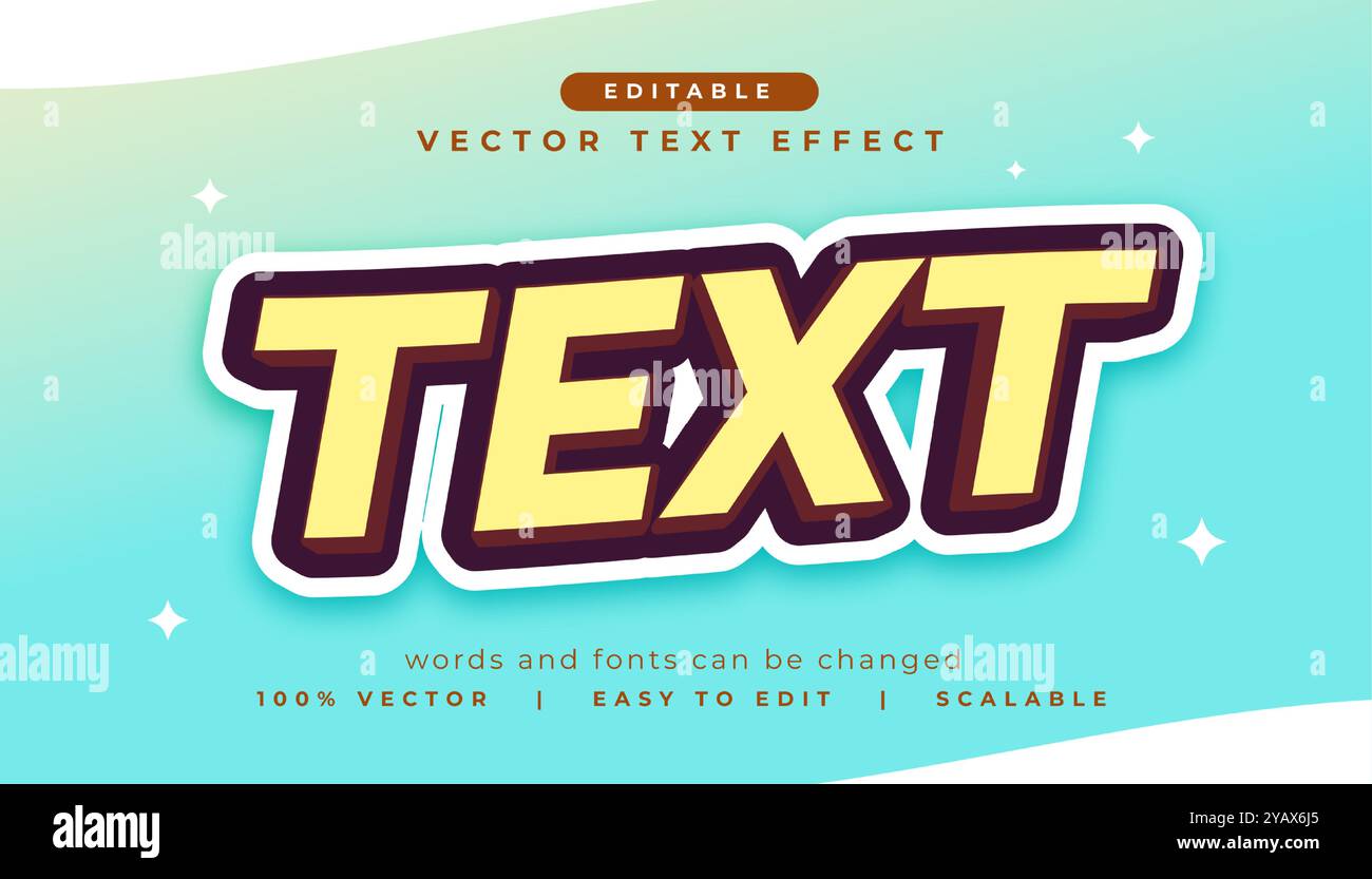 editable bold text effect lettering in yellow color vector Stock Vector ...