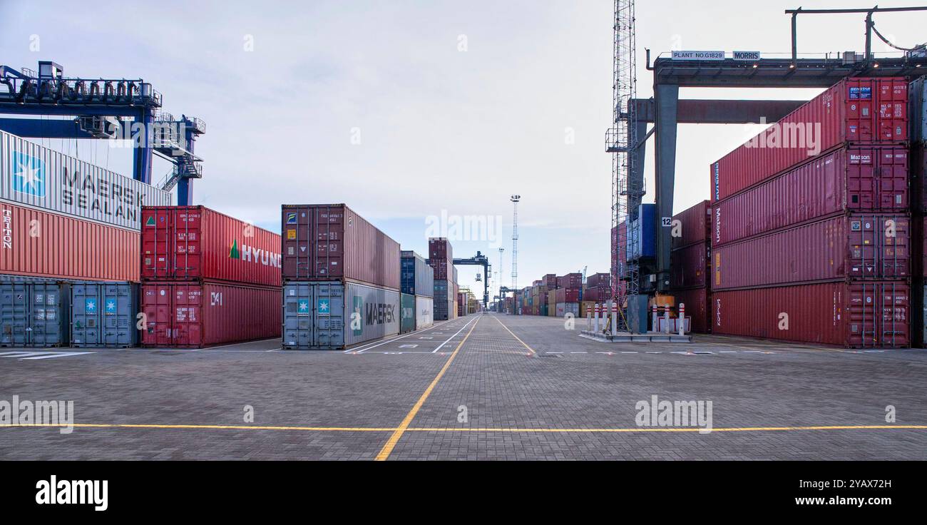 Containers at Felixstowe docks, East Anglia, eastern England, UK Stock ...