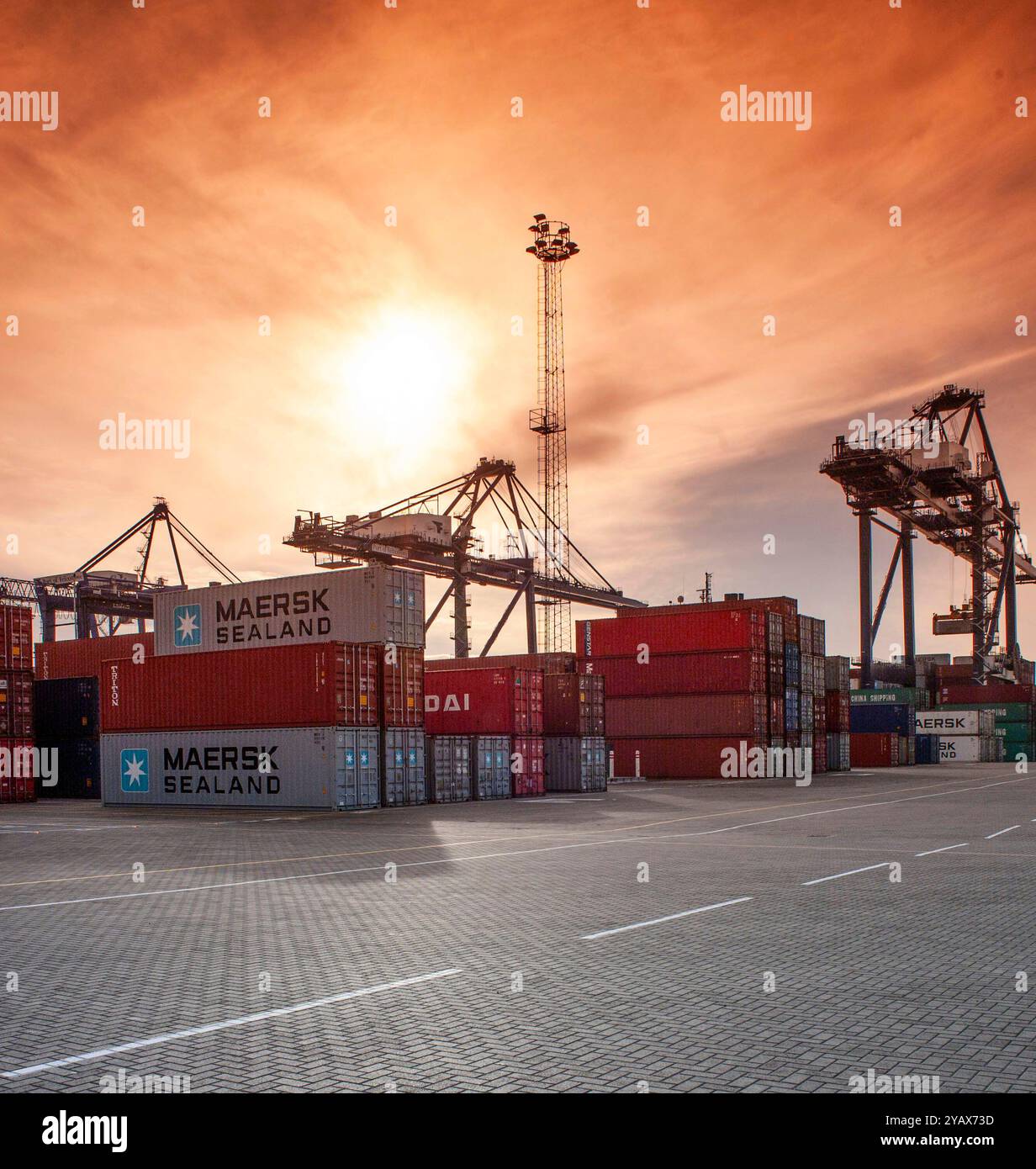 Containers at Felixstowe docks, East Anglia, eastern England, UK Stock ...