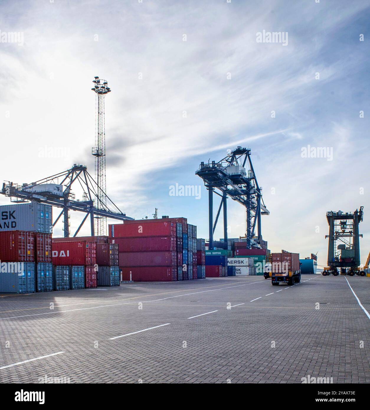 Containers at Felixstowe docks, East Anglia, eastern England, UK Stock ...