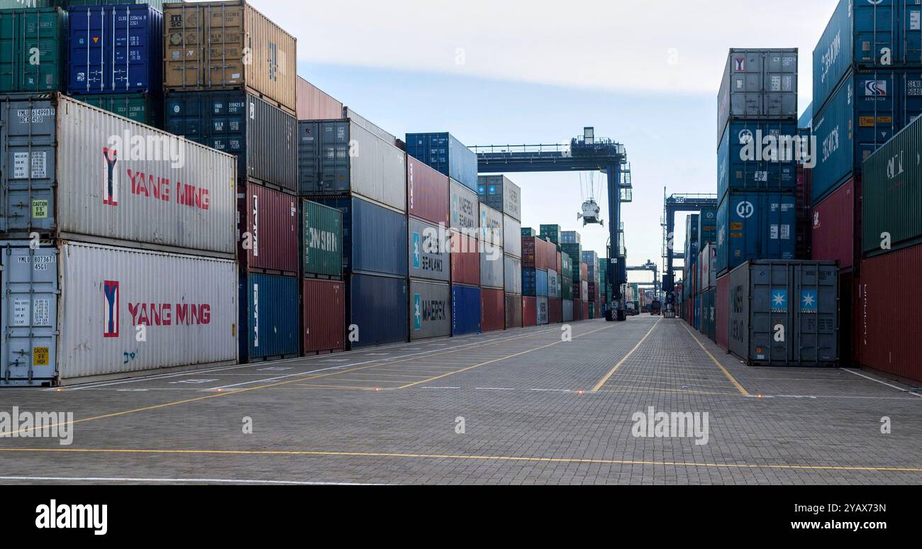 Containers at Felixstowe docks, East Anglia, eastern England, UK Stock ...